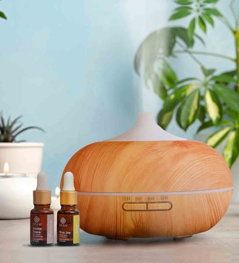 Buy True Joy & Gentle Peace (Set of 3) Wooden Diffuser with 2 Aroma Oil ...