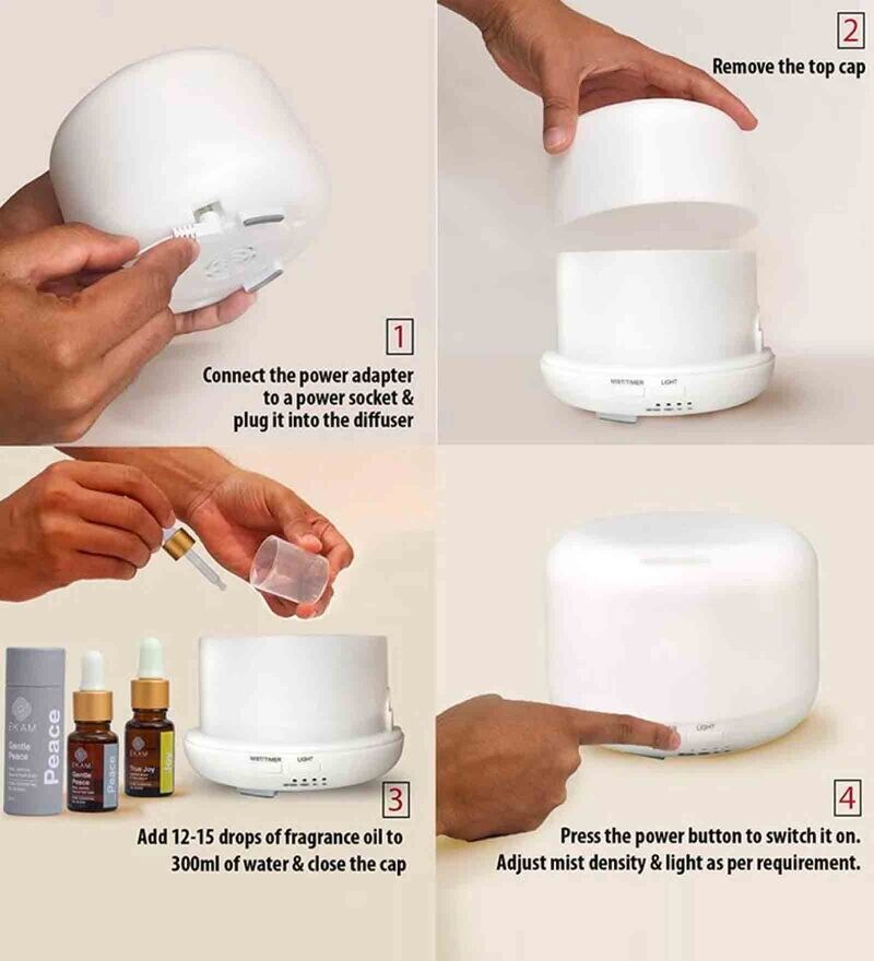 Buy True Joy & Gentle Peace (Set of 3) Wooden Diffuser with 2 Aroma Oil Bottles by Ekam Online ...