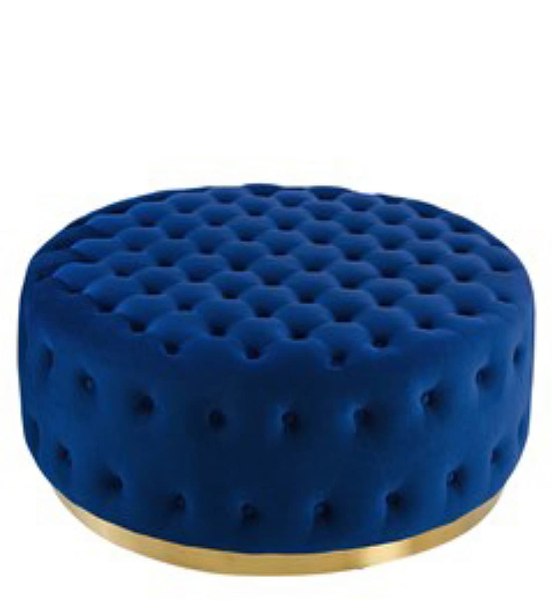 Buy Tuffted Button Round Ottoman in Royal Navy Blue Colour by ...
