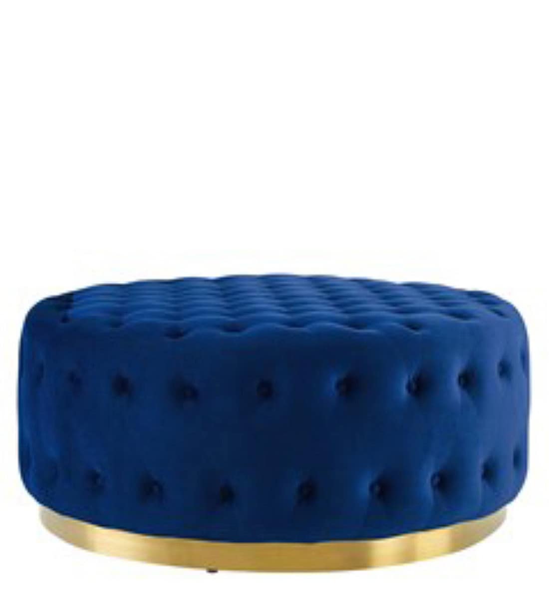 Buy Tuffted Button Round Ottoman in Royal Navy Blue Colour by ...