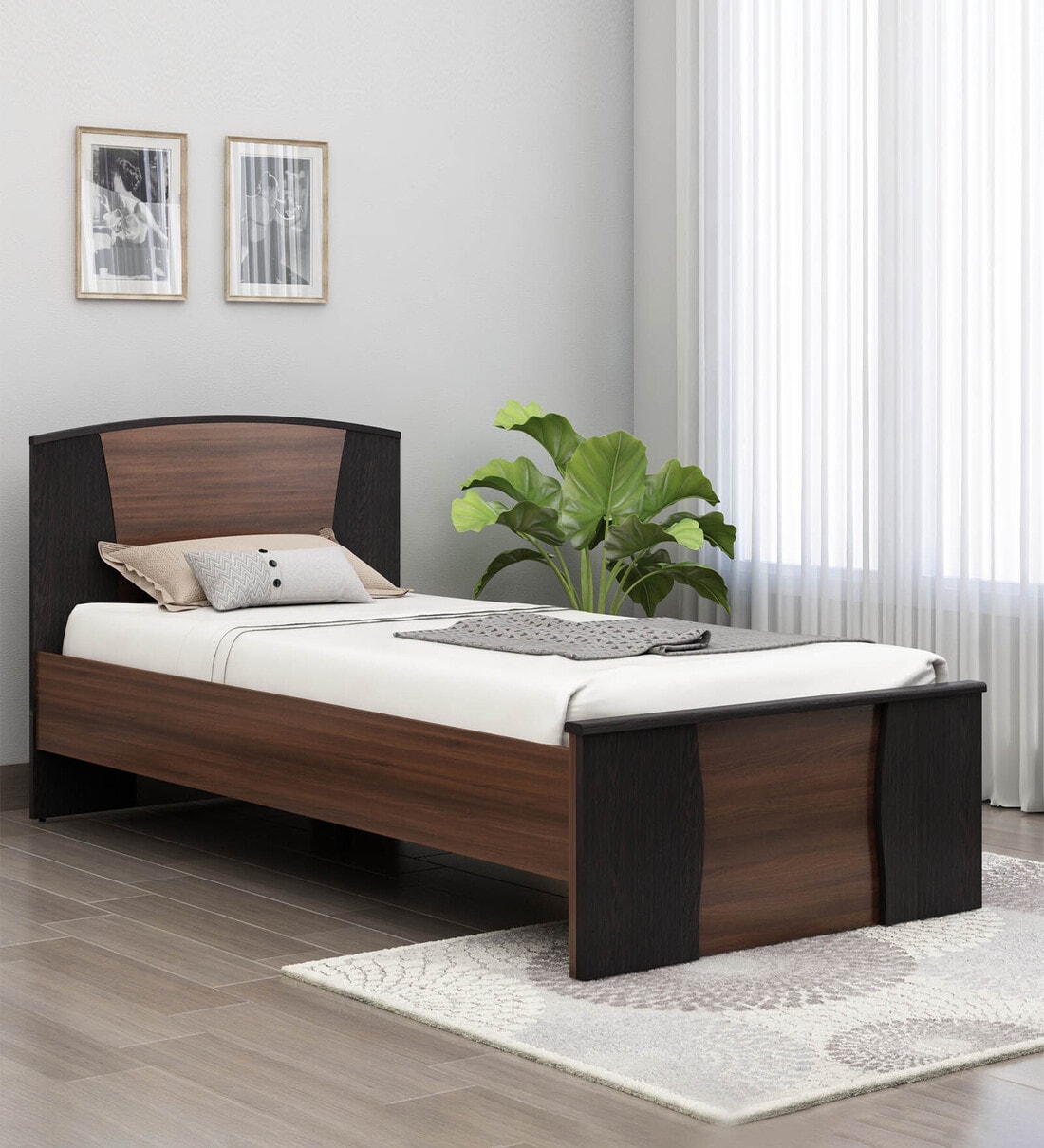 Buy Turene Single Bed in Walnut & Wenge Finish by Crystal Furnitech ...