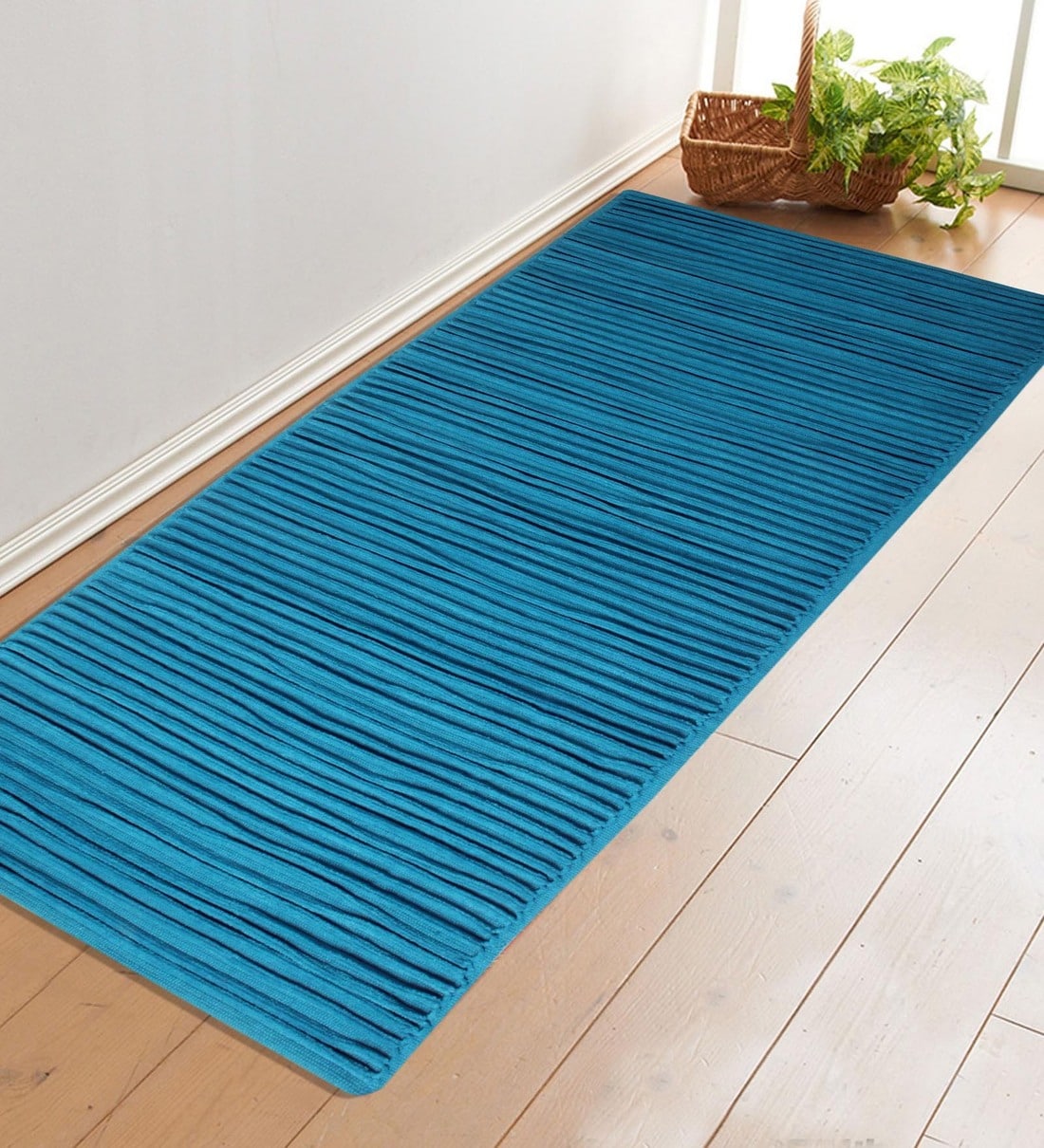 Buy Plain Solid Pattern Cotton 6 x 2 Feet Machine Made Bedside Runner ...