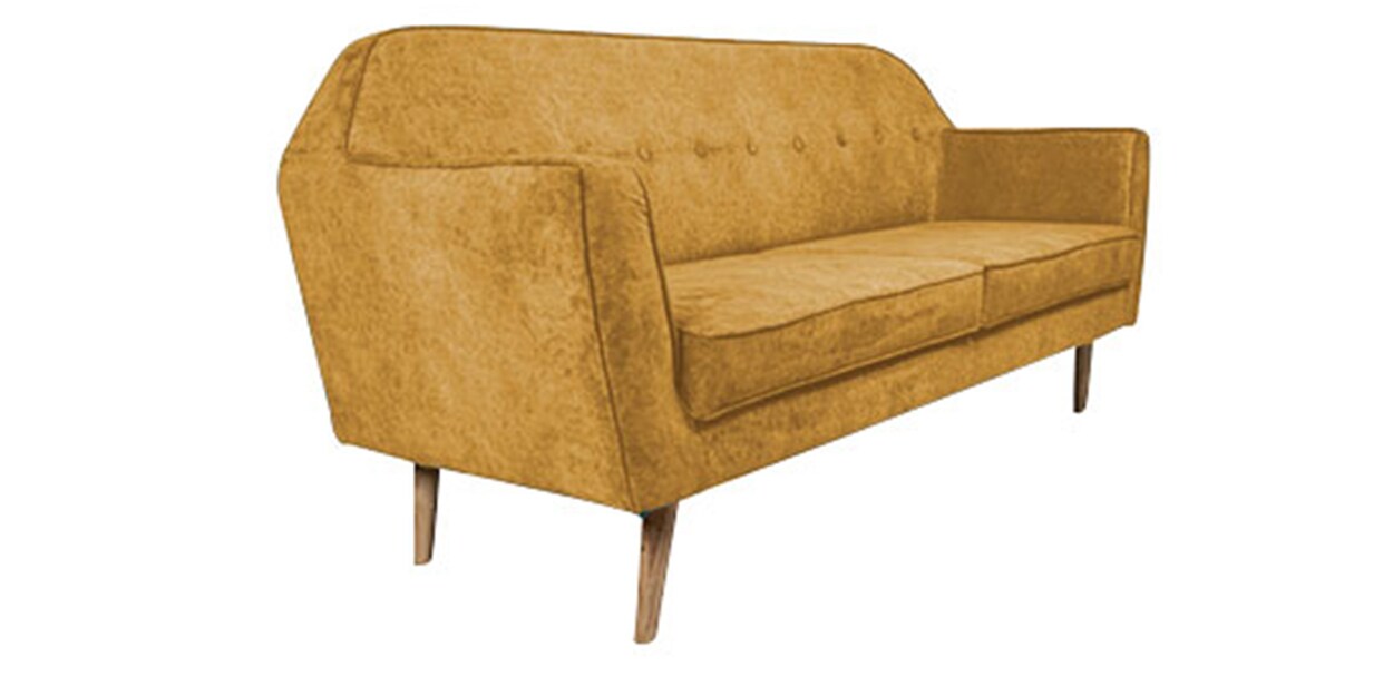Buy Turin Fabric 3 Seater Sofa in Textured Golden Yellow Finish by ...
