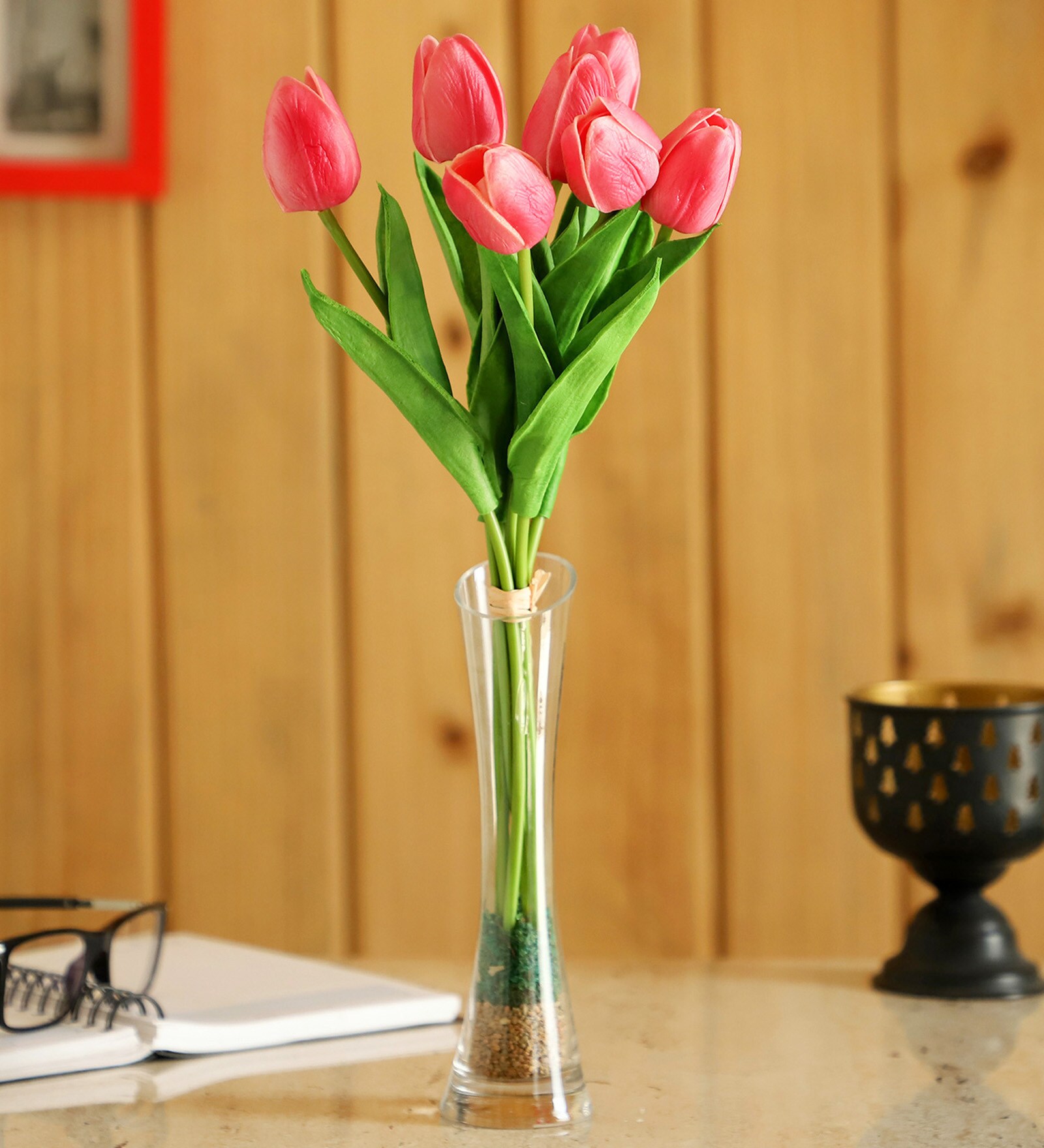 Buy Tulip Pink Plastic Flower bunch without pot by Ferns N Petals at 67 ...
