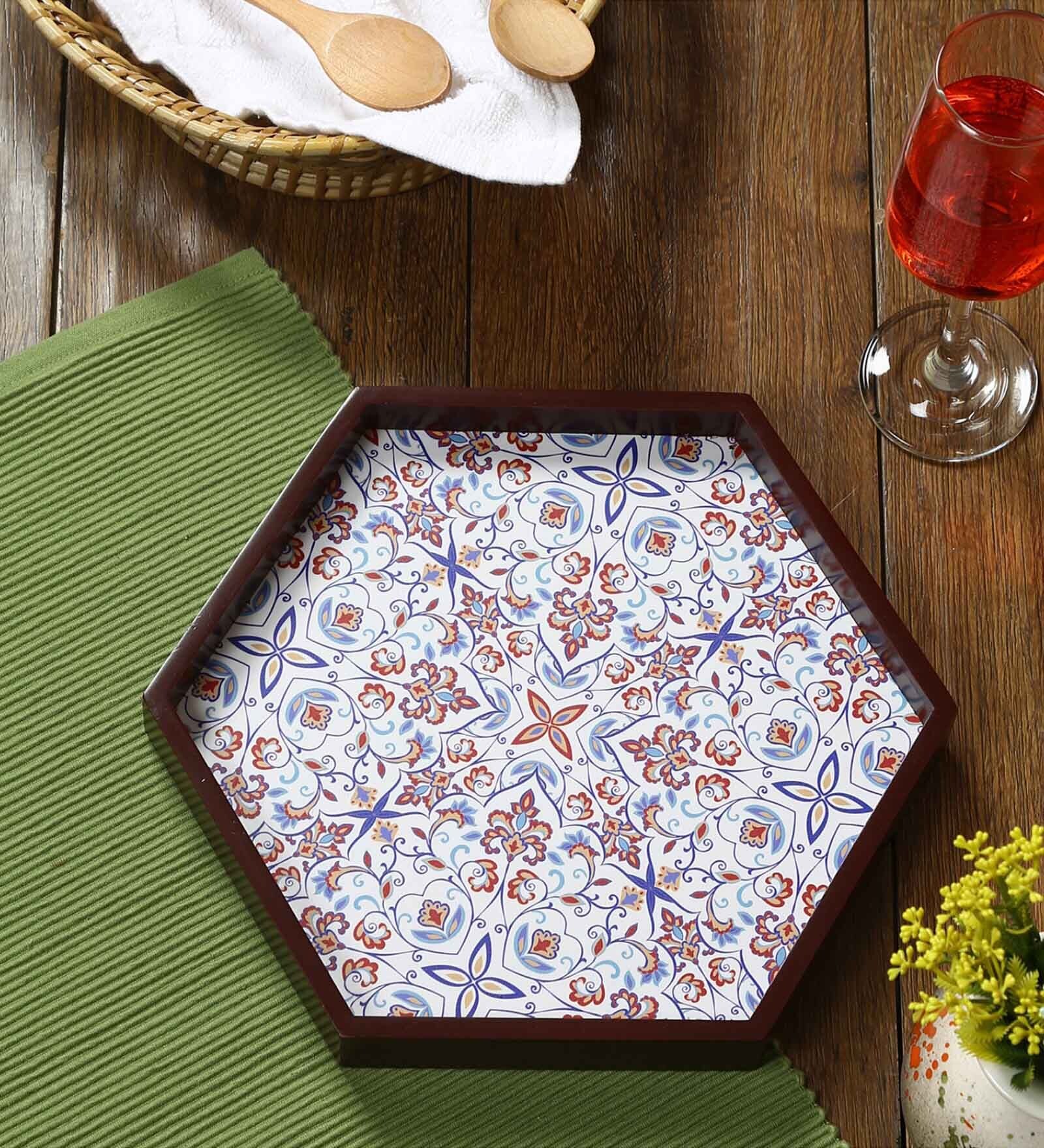 Buy Turkish Mandala Hexagon Brown MDF Multipurpose Serving Tray at 27% OFF by Reinvention ...