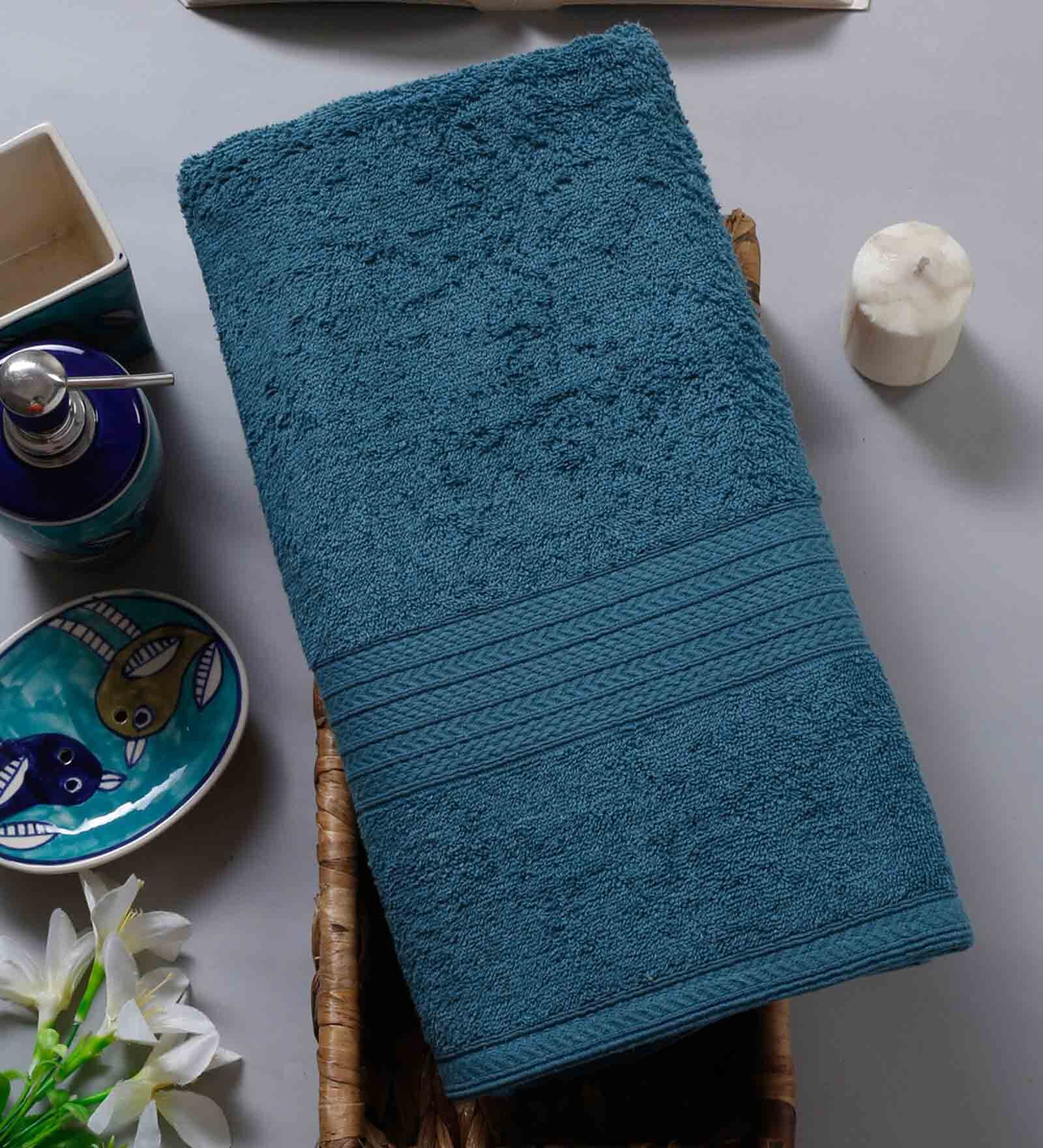 Buy Turquoise Solid 450 GSM Cotton Bath Towel at 46% OFF by Naksh ...