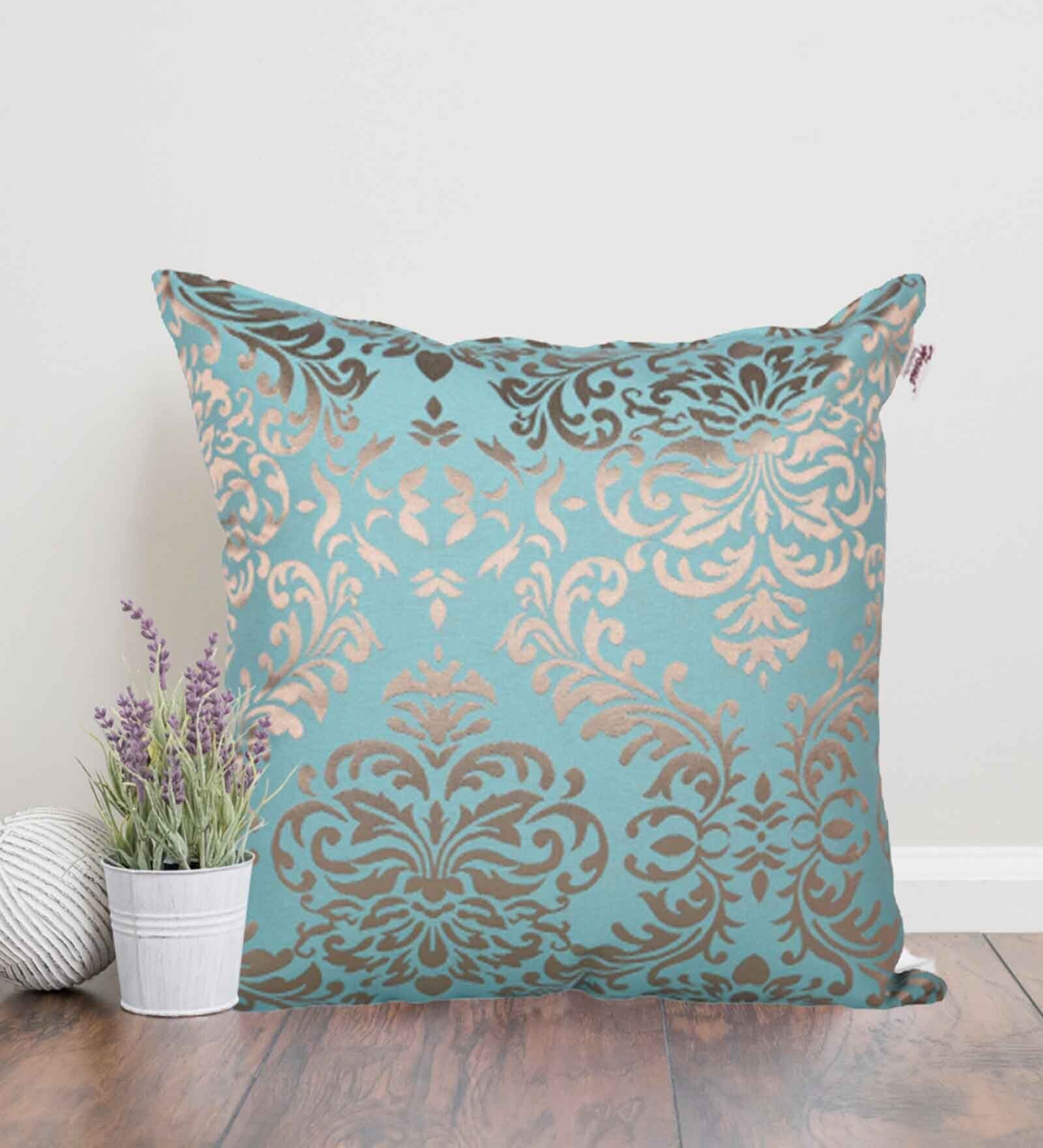 Buy Turquoise Traditional Cotton 12 x 12 Inches Cushion Cover at 26% ...