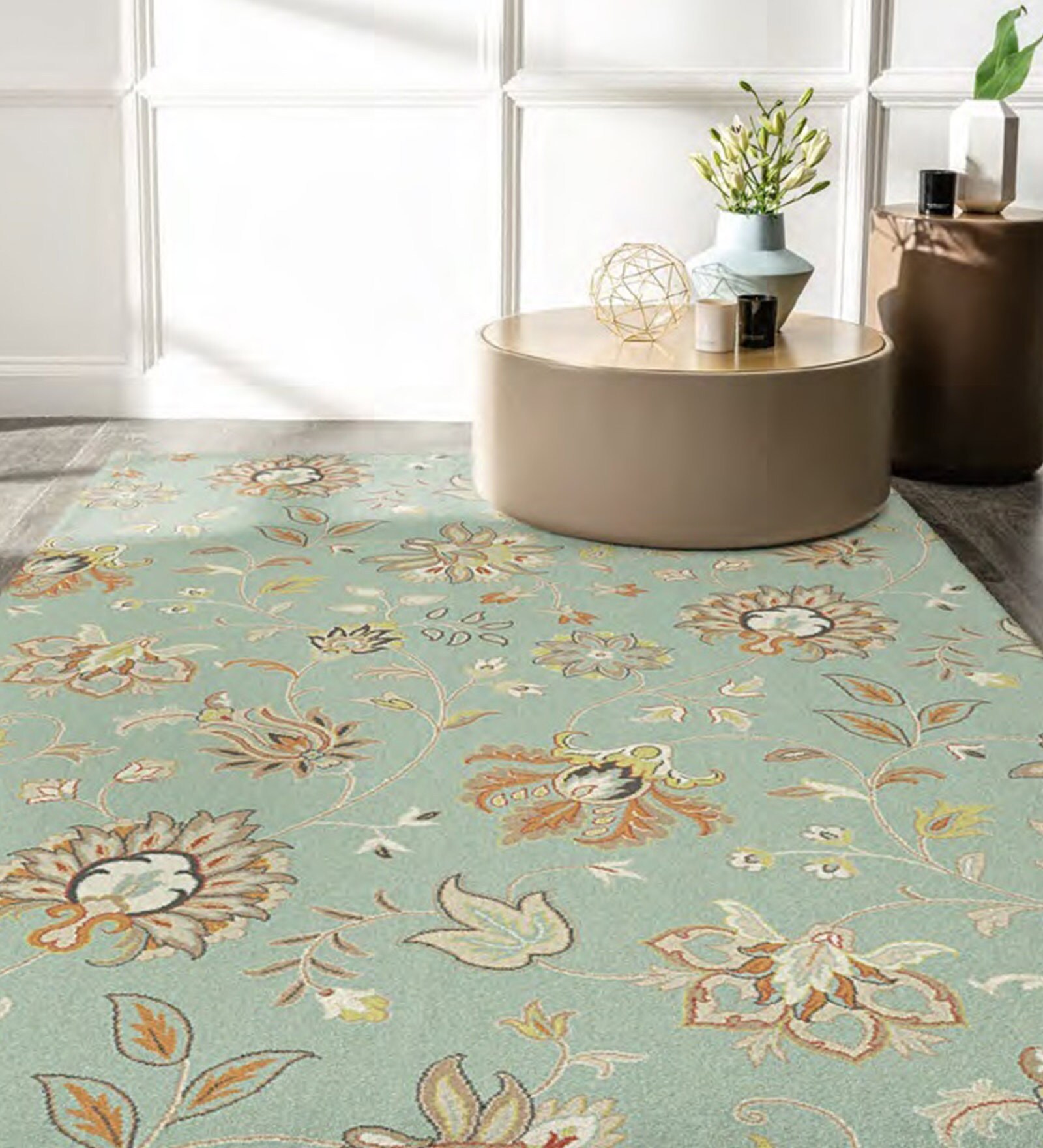 Buy Floral Pattern Polyester Machine Made 3 x 5 Feet Carpet by Ddecor ...