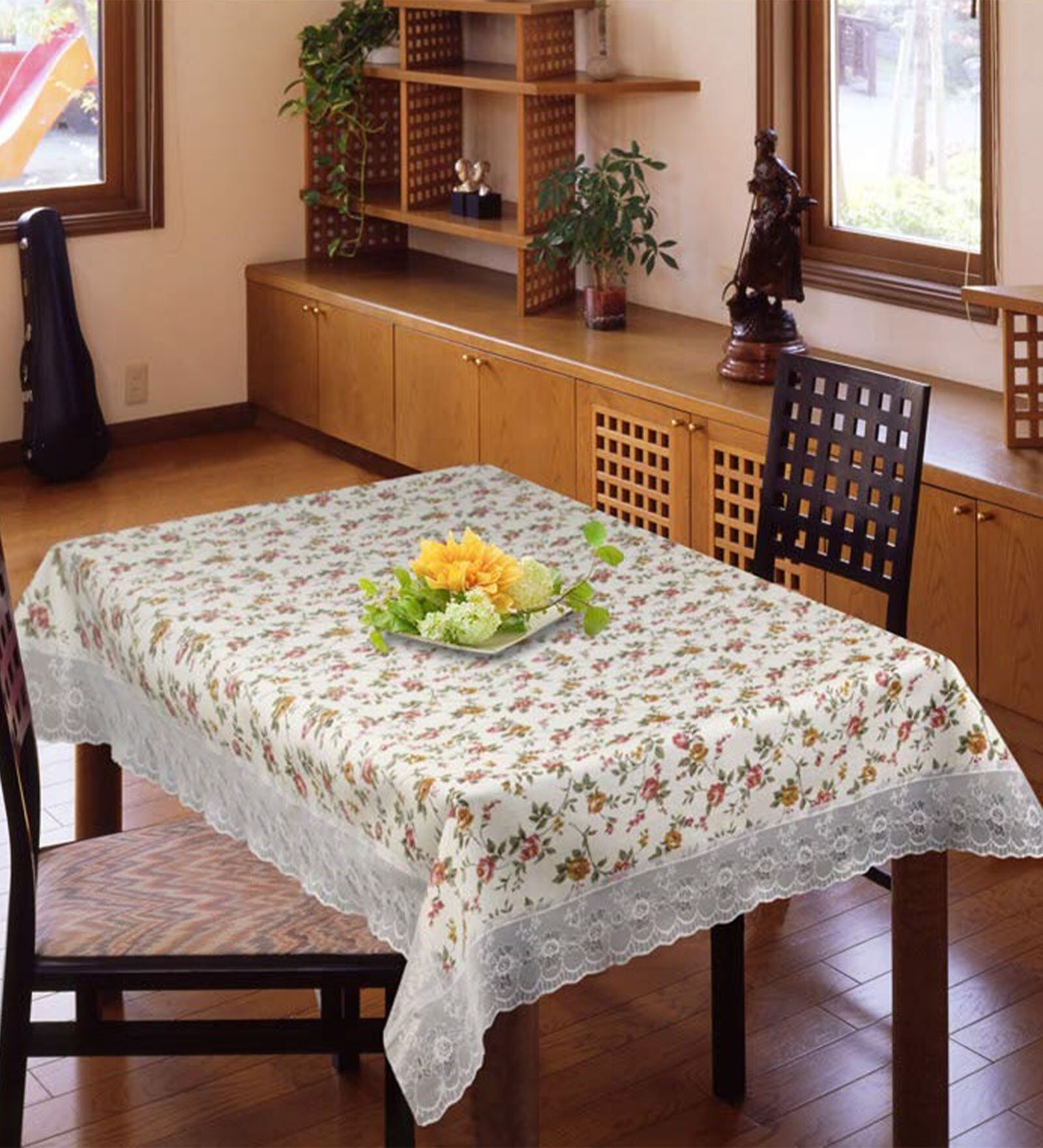 Buy Tuscany Oblong Beige Florals (54 x 78) PVC- 4 Seater Table Cloth at ...