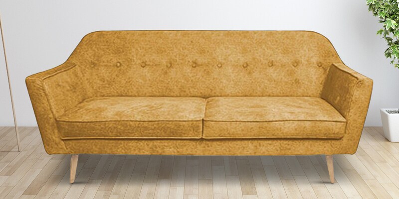 Buy Turin Fabric 3 Seater Sofa in Textured Golden Yellow Finish by ...