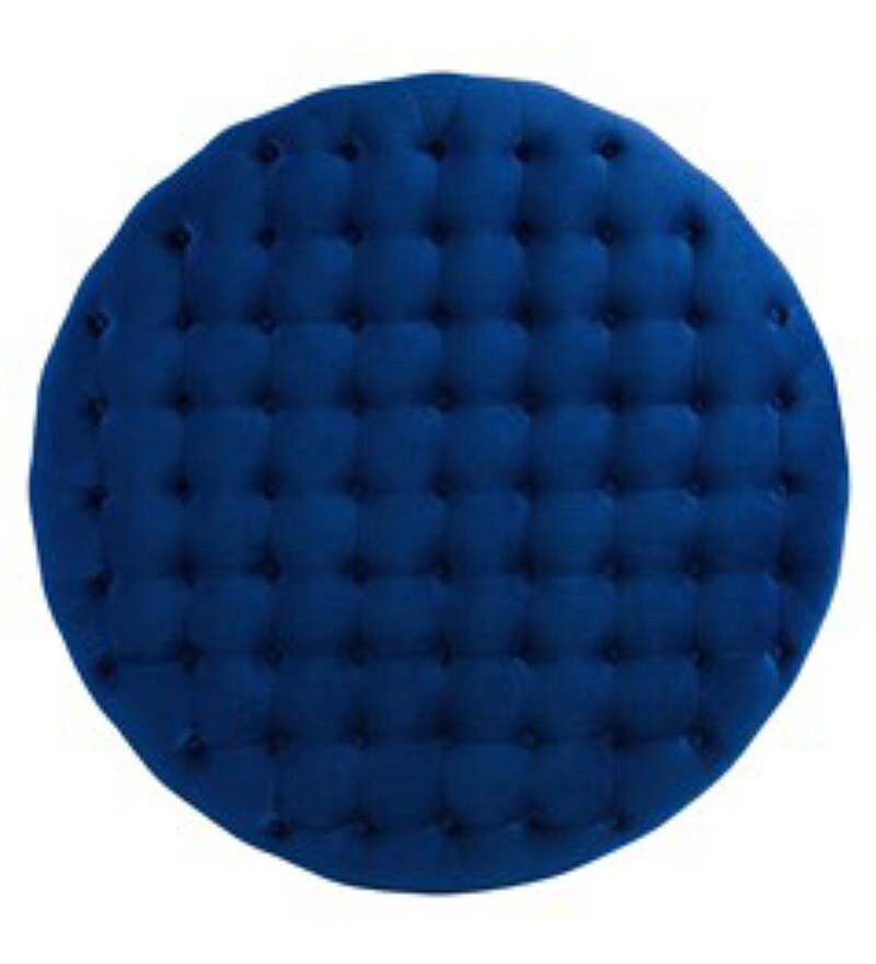 Buy Tuffted Button Round Ottoman in Royal Navy Blue Colour by ...