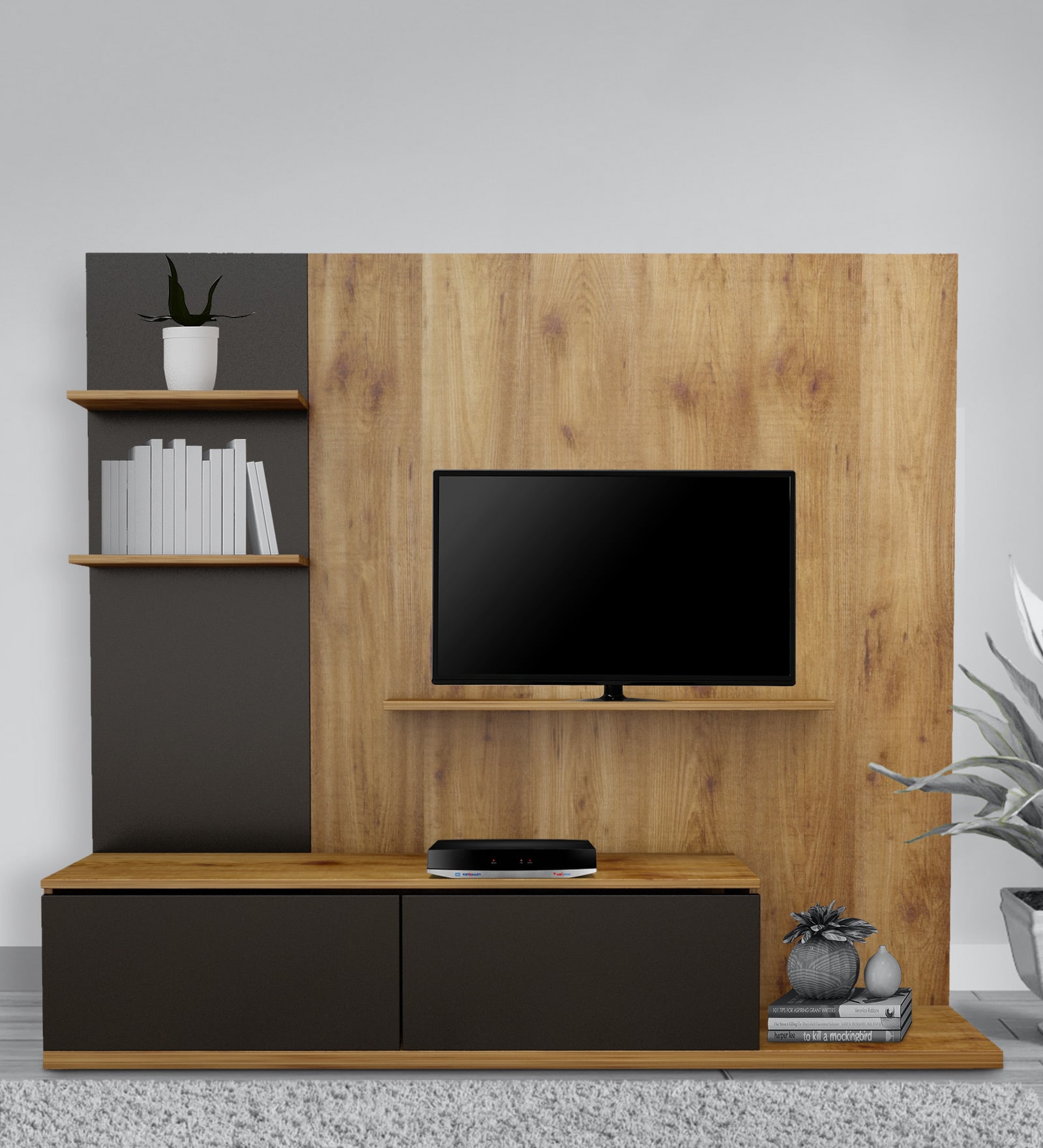Buy Croisa TV Unit in Knottywood & Black Finish for TVs up to 42\ at 26 ...
