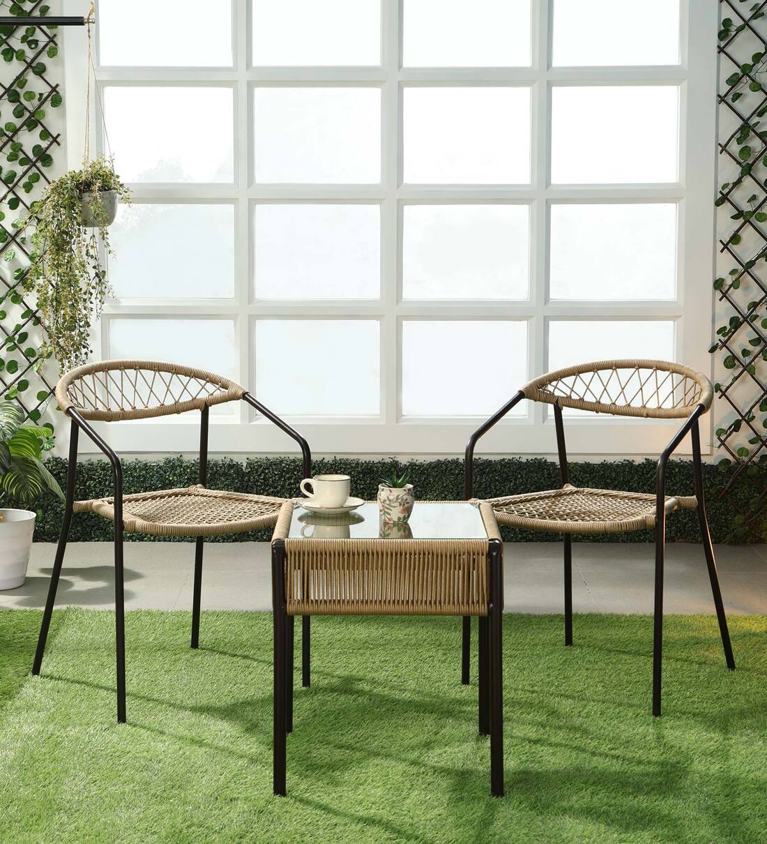 Buy Twister Metal Table and Chair Set in Beige & Brown with 2 Chairs at 8% OFF by Advent ...