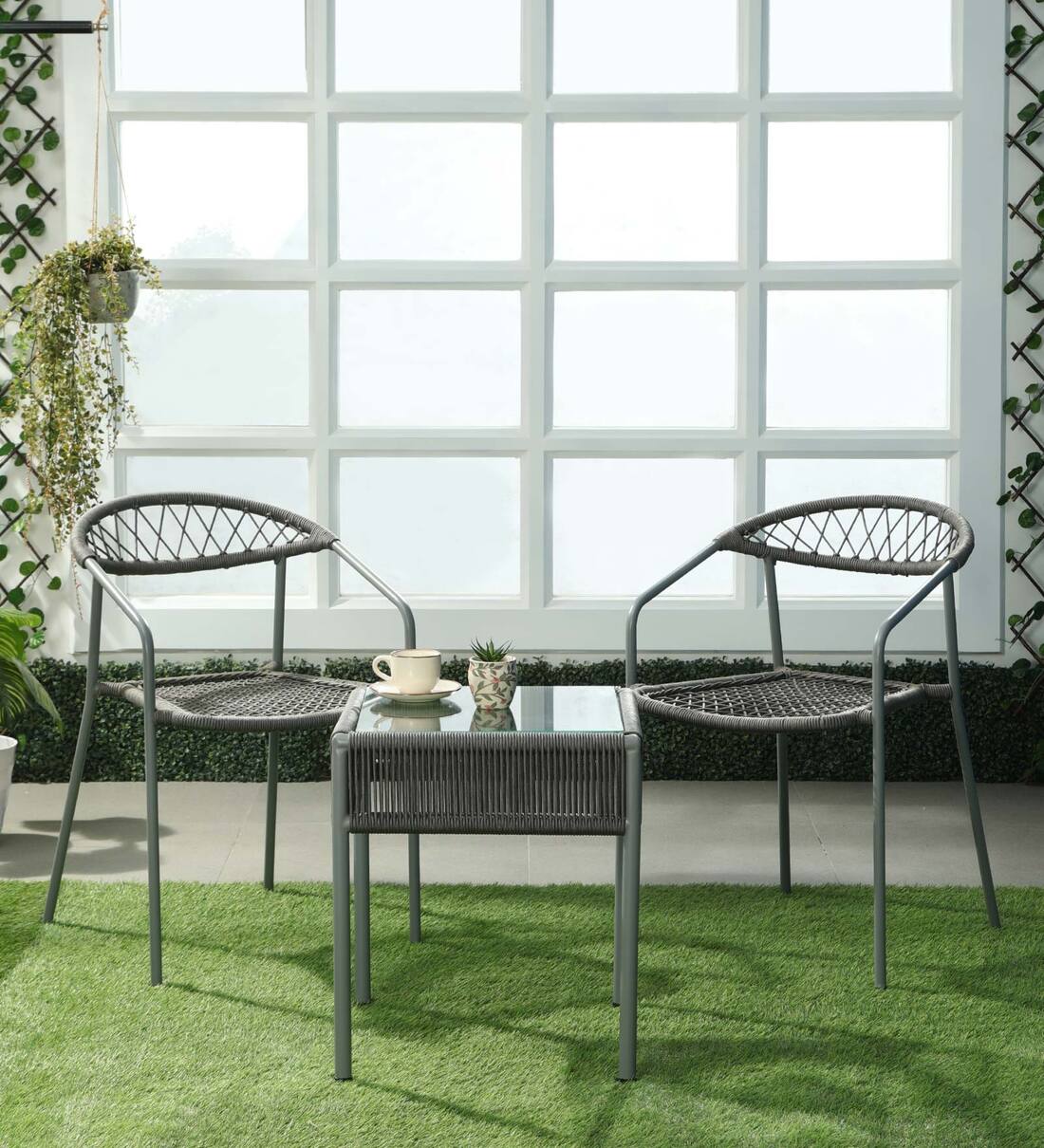 Buy Twister Outdoor Coffee Set In Grey Rope / Grey Colour By Advent ...