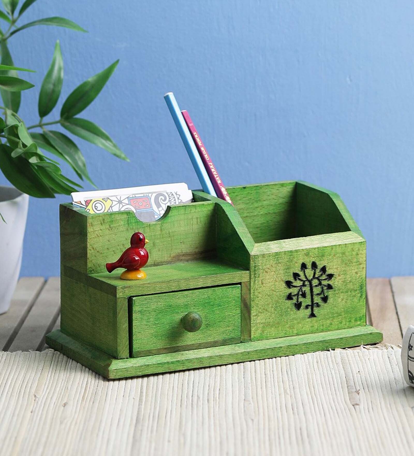 Buy Tweet Green Steam Beech Wood Desk Organizer by Vareesha at 23% OFF ...