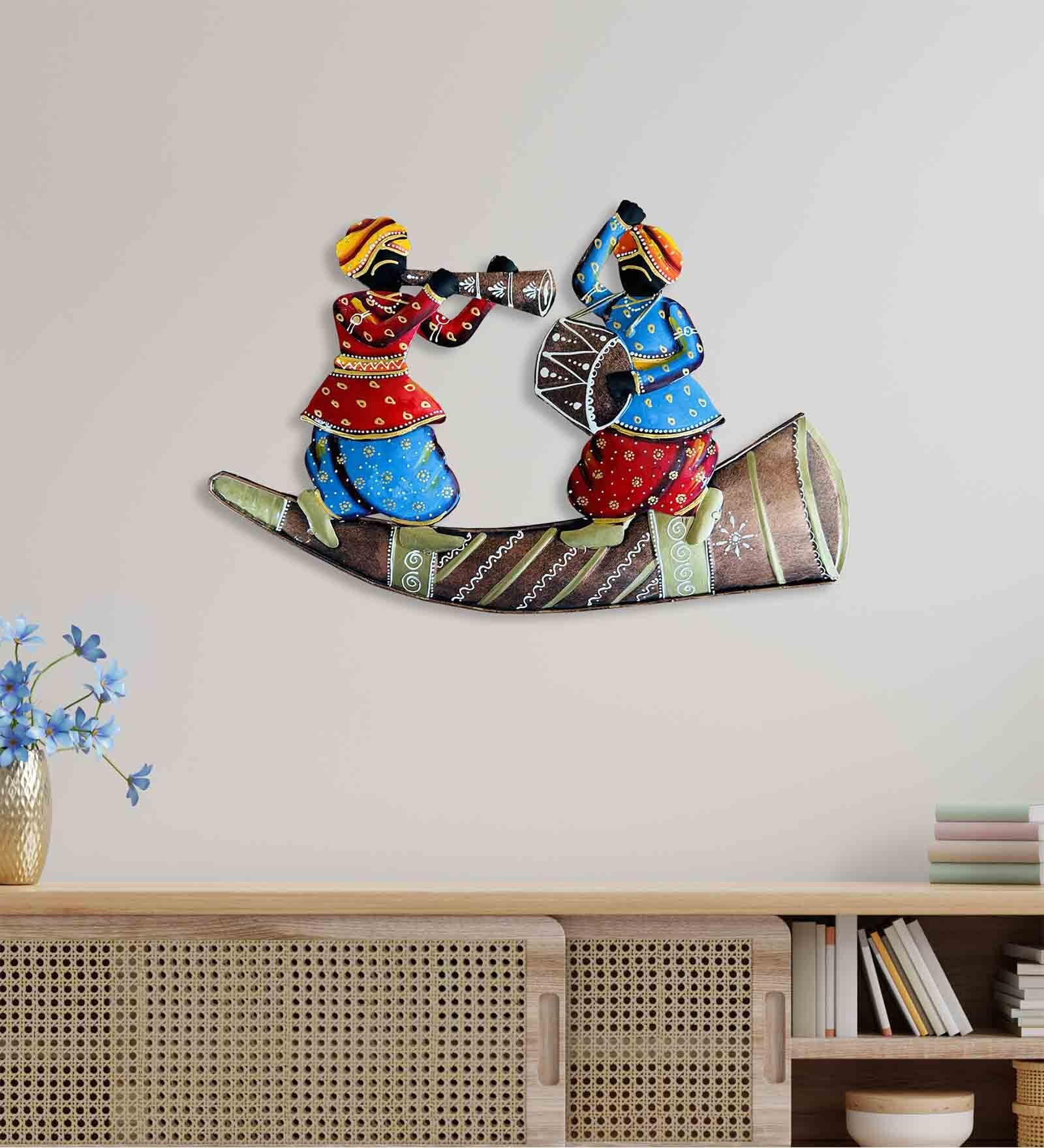 Buy Two Musician On Ancient Multicolour Metal Wall Art by Hanable India ...