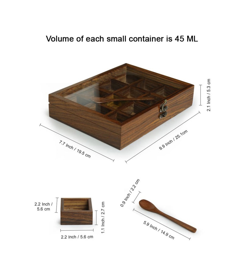 Buy Twelve Blends 12 Containers (Each 45ml) Sheesham Wood Spice Box ...