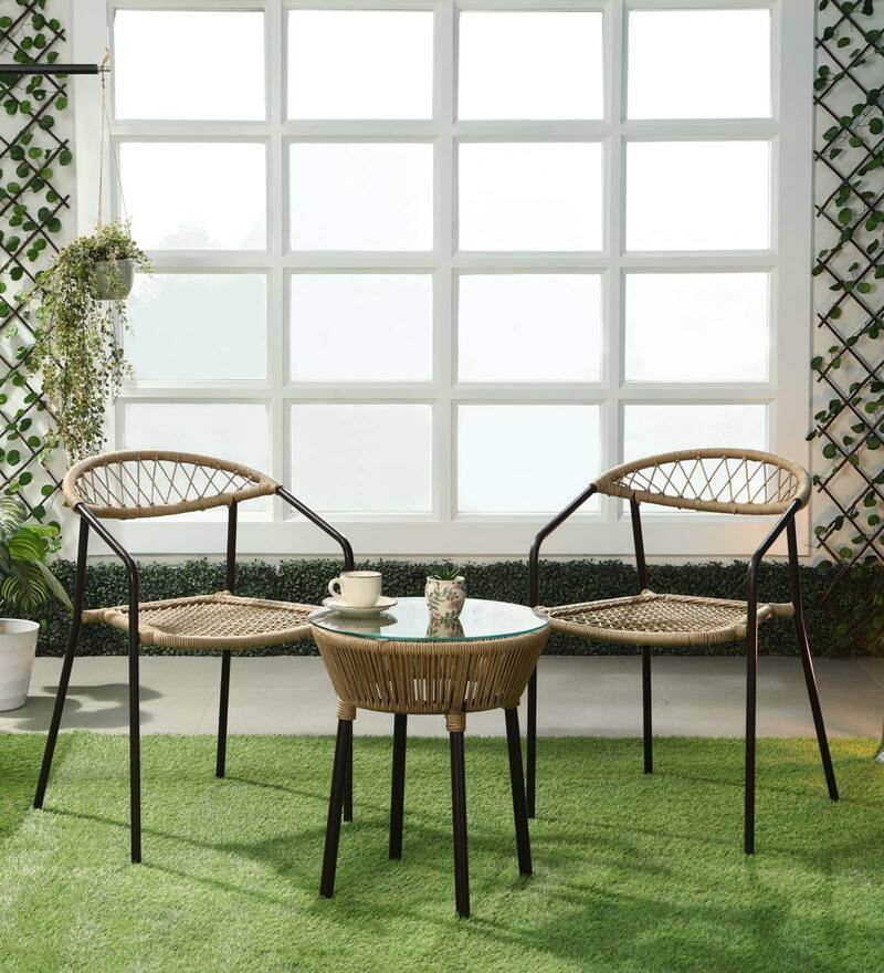 Buy Twister Outdoor Coffee Set In Beige Rope / Brown Colour By Advent ...