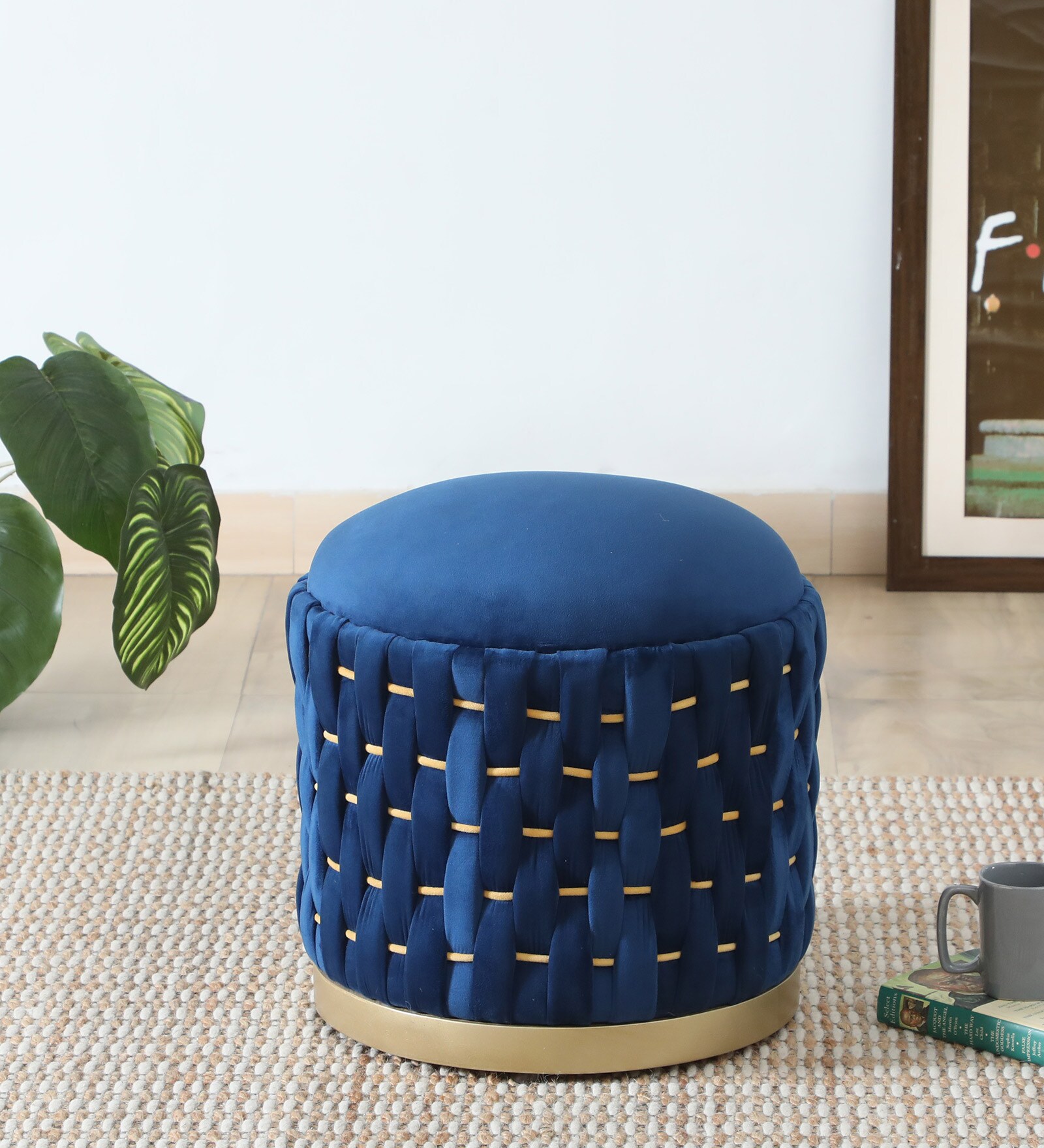 Buy Tyno Velvet Seating Stool In Blue Colour at 3% OFF by Casacraft ...