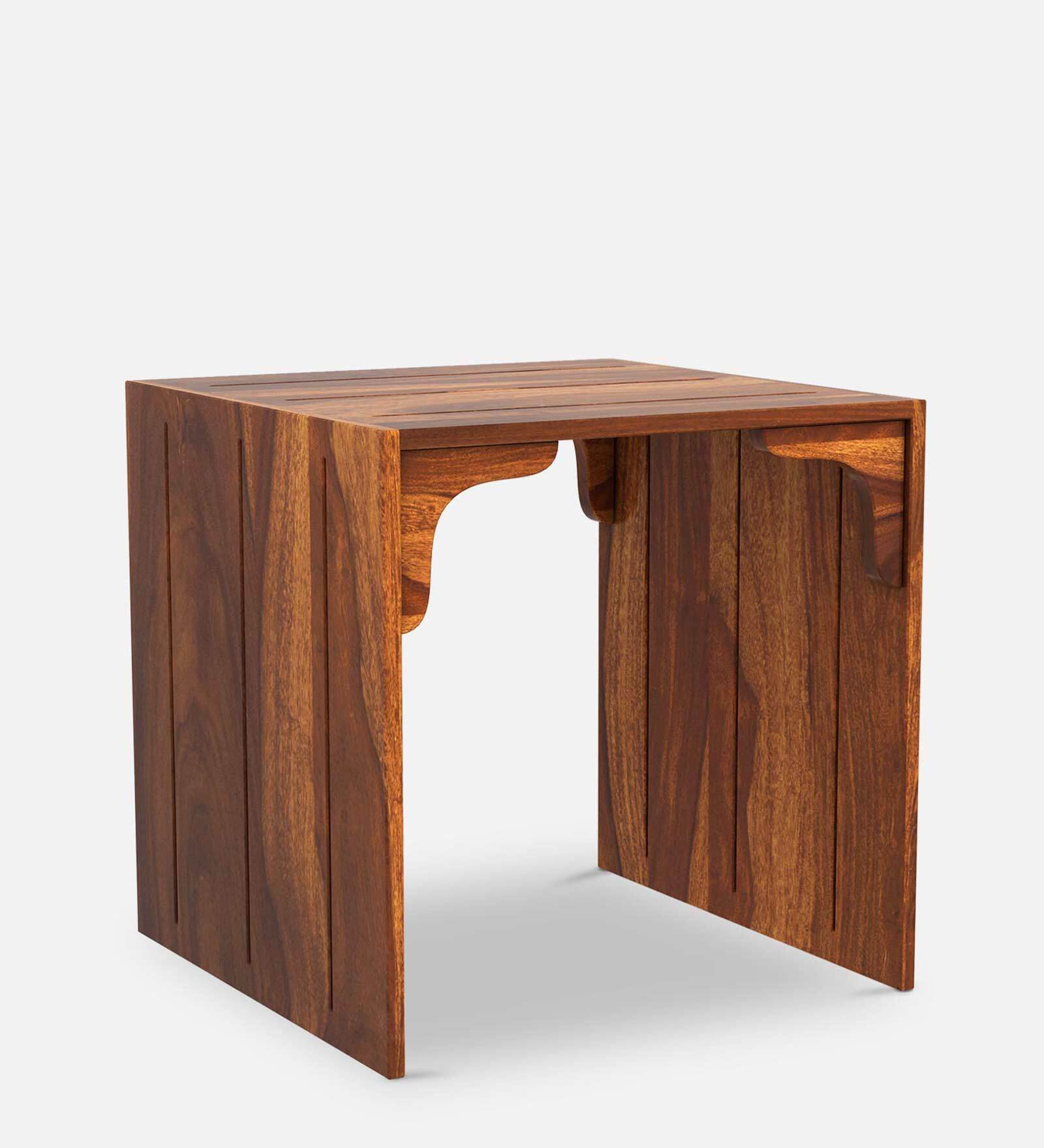 Buy U Side Table in Teak Finish at 100% OFF by Woodhub | Pepperfry