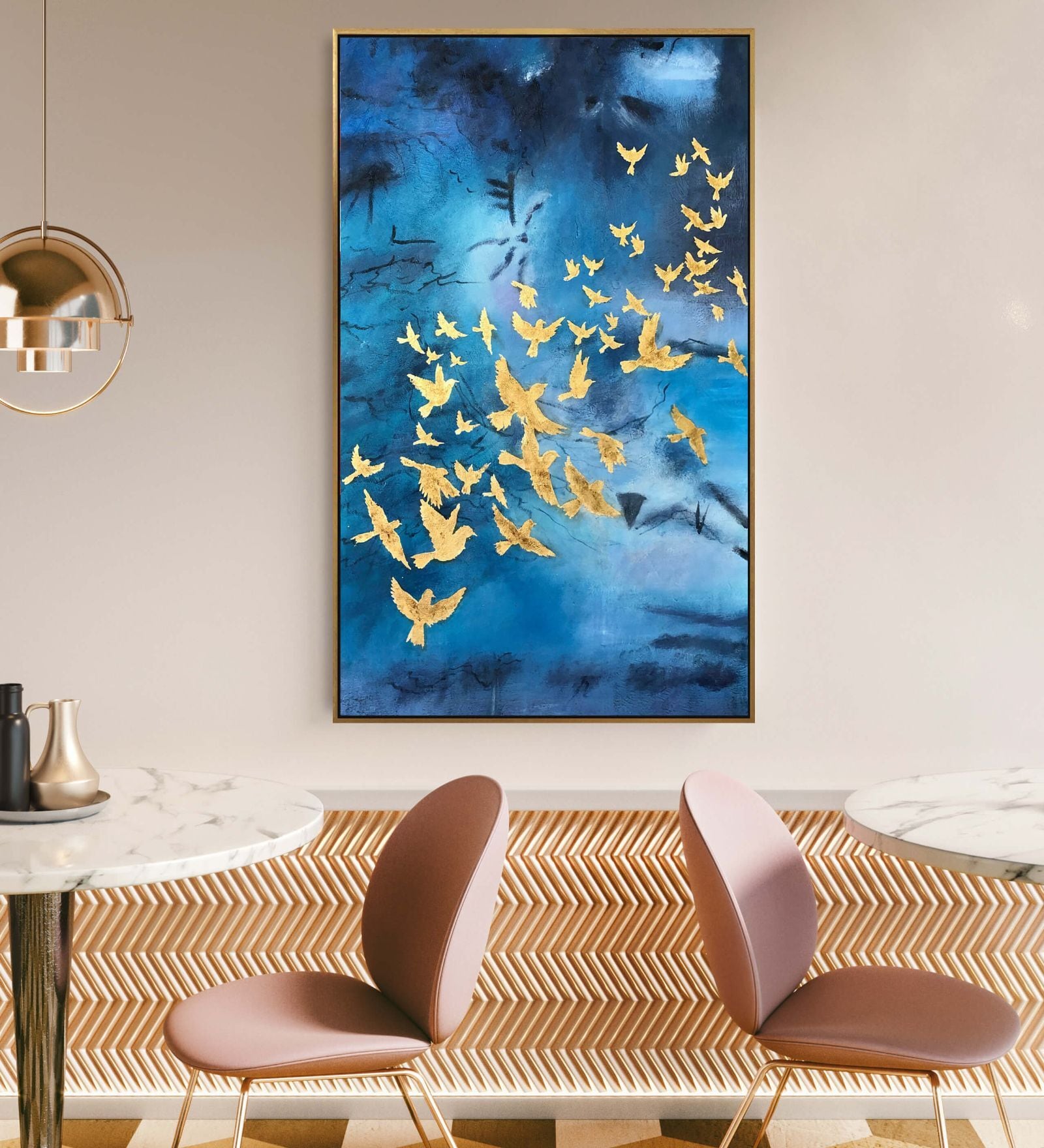 Buy Udaan Gold Kyra Leaf Canvas Wall Painting at 25% OFF by Art Gali ...