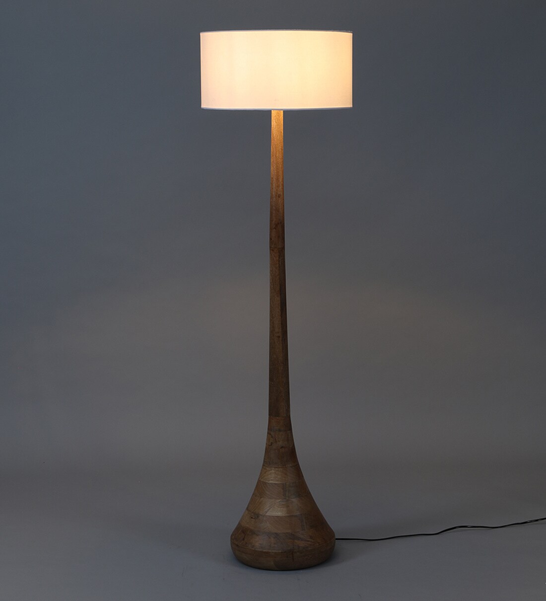 Buy Ulrich White Fabric Shade Club Floor Lamp With Mango wood Base By ...