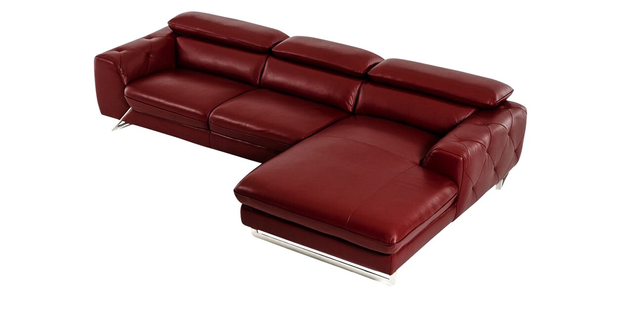 Buy Ultra Leatherette LHS Sectional Sofa in Dark Cherry Colour by ...