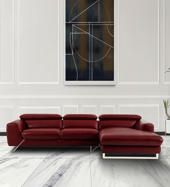 Cherry Red Leather Sectional Sofa | Baci Living Room