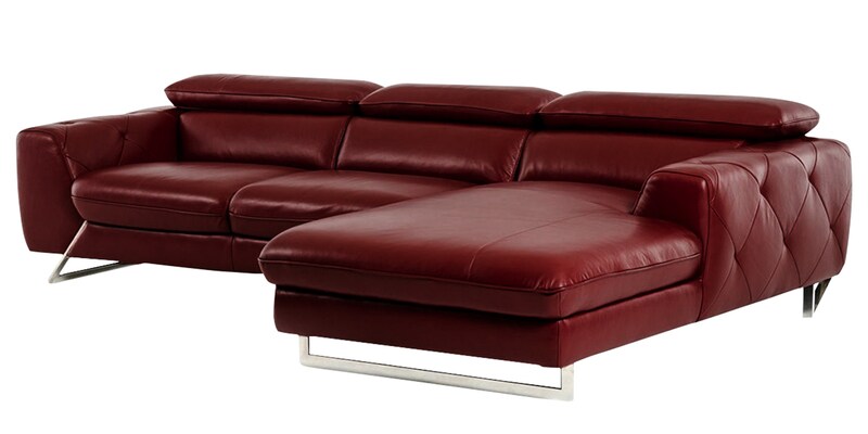 Buy Ultra Leatherette LHS Sectional Sofa in Dark Cherry Colour by ...