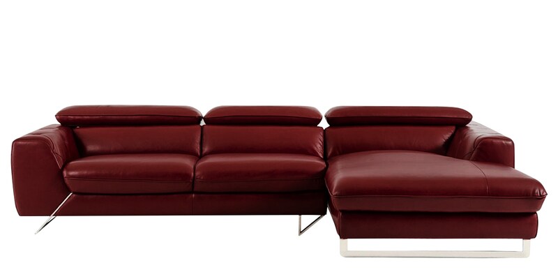 Buy Ultra Leatherette LHS Sectional Sofa in Dark Cherry Colour by ...
