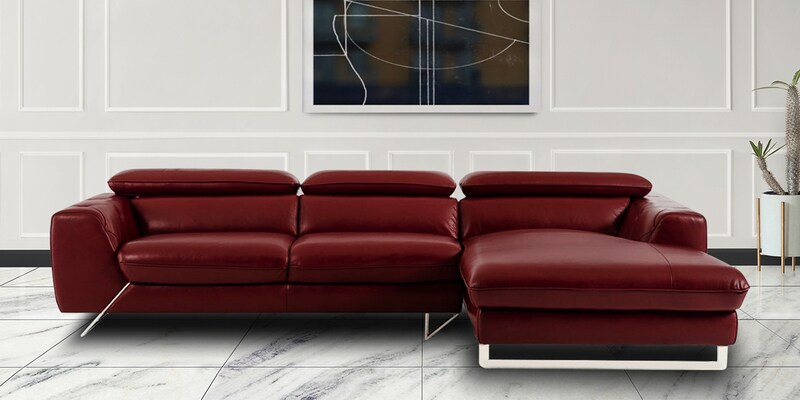 Buy Ultra Leatherette LHS Sectional Sofa in Dark Cherry Colour by ...