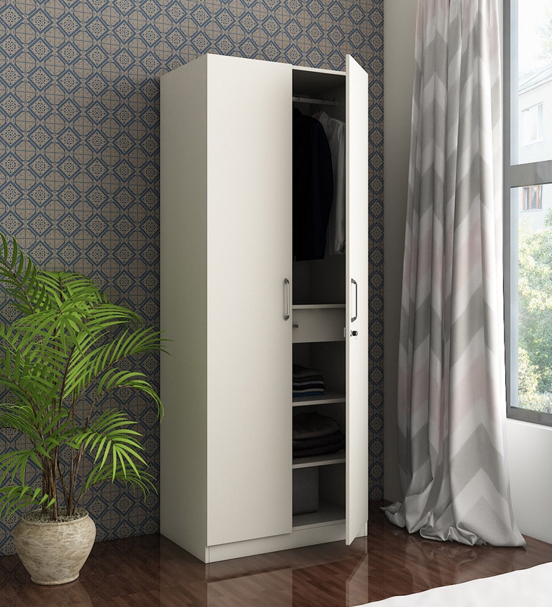 Buy Ultima 2 Door Wardrobe in Frosty White Finish by A GLOBIA CREATIONS ...