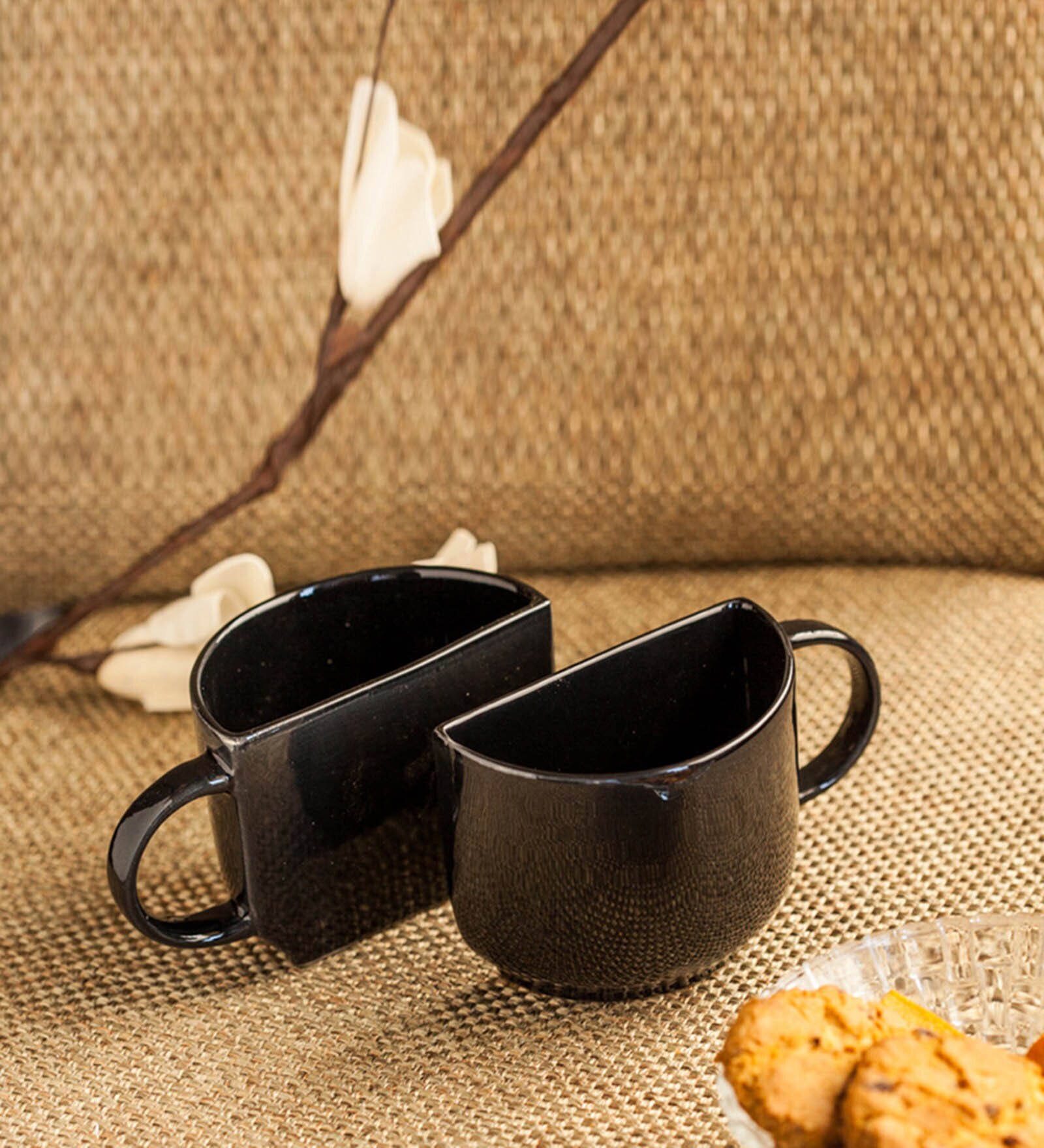 Buy Unique Half 130ml Black Ceramic (Set of 2) Coffee Mug at 47% OFF by ...