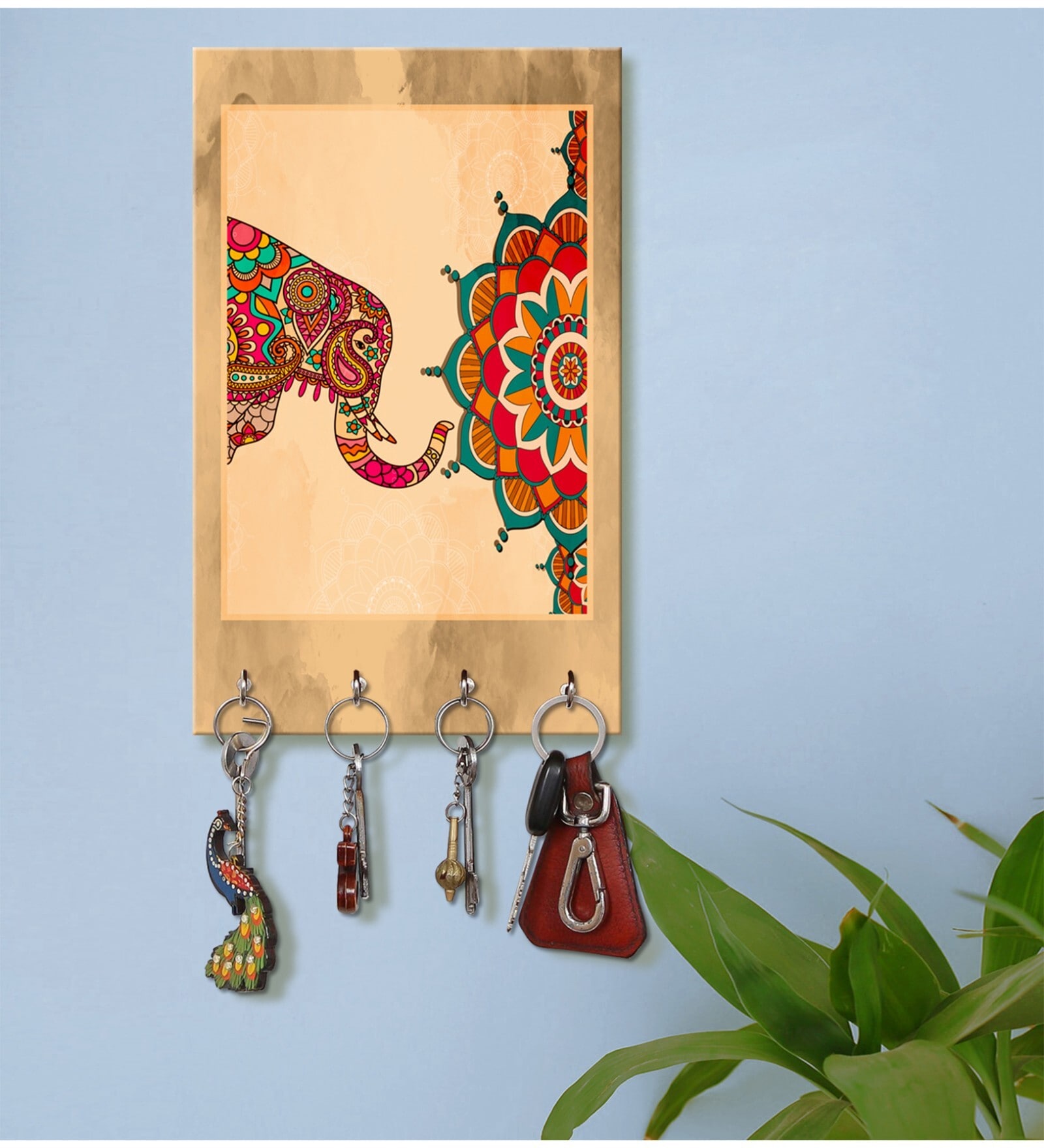Buy Dercorative Elephant Multicolour MDF 4 Hooks Key Holder at 4% OFF ...