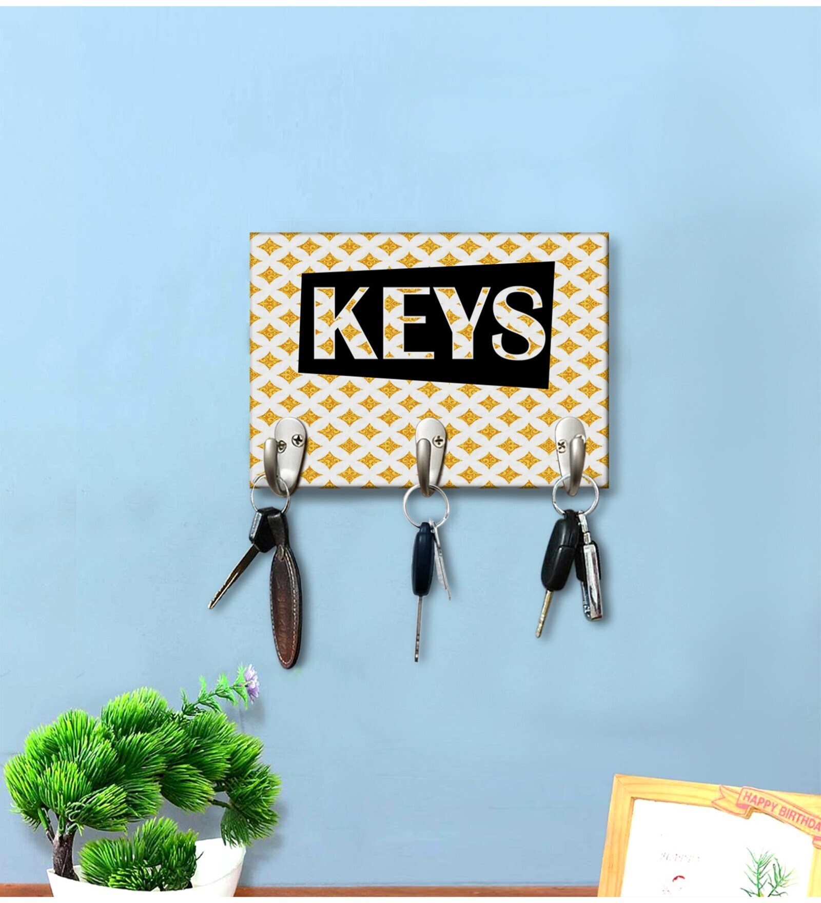 Buy Abstract Multicolour MDF 3 Hooks Key Holder at 100% OFF by 999Store ...