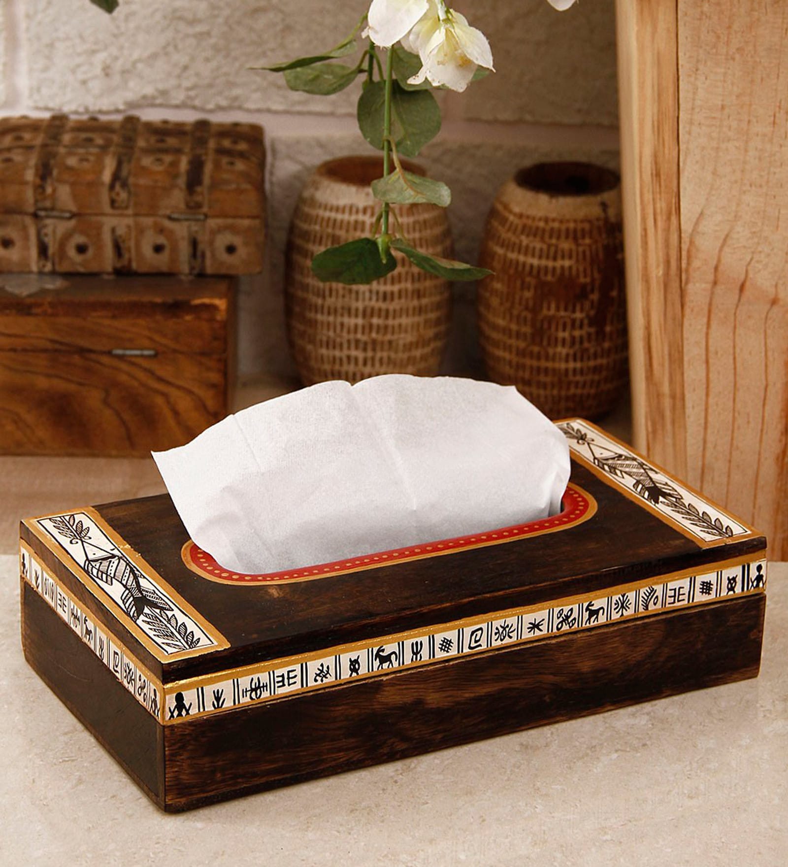 Buy Wooden Close Tissue Paper Box Holder by Unravel India Online ...