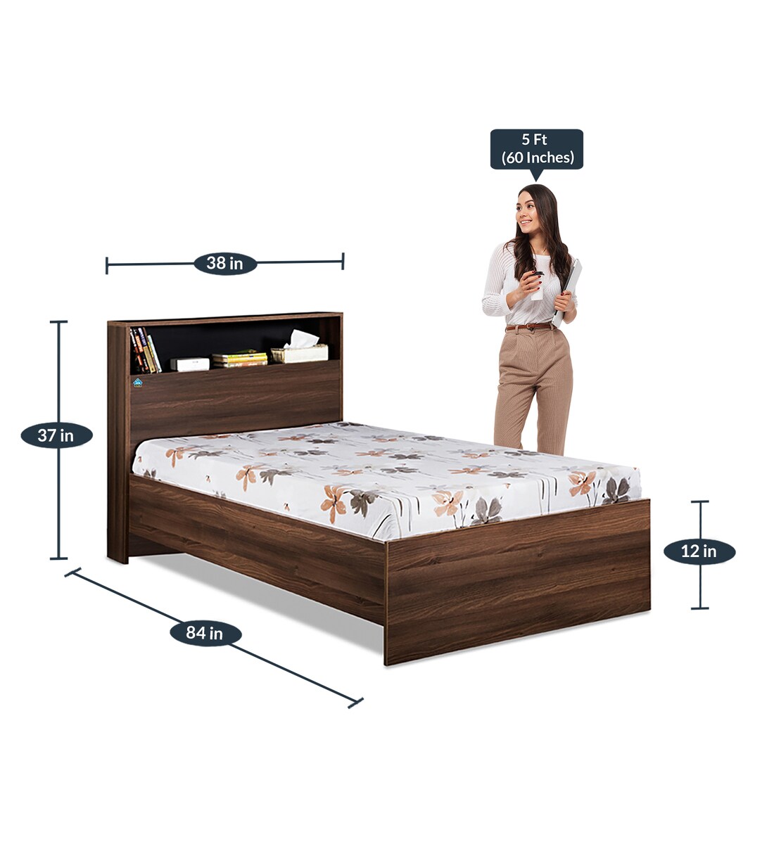 Buy Urban Single Bed in Acacia Dark & Black Finish by Delite kom Online ...