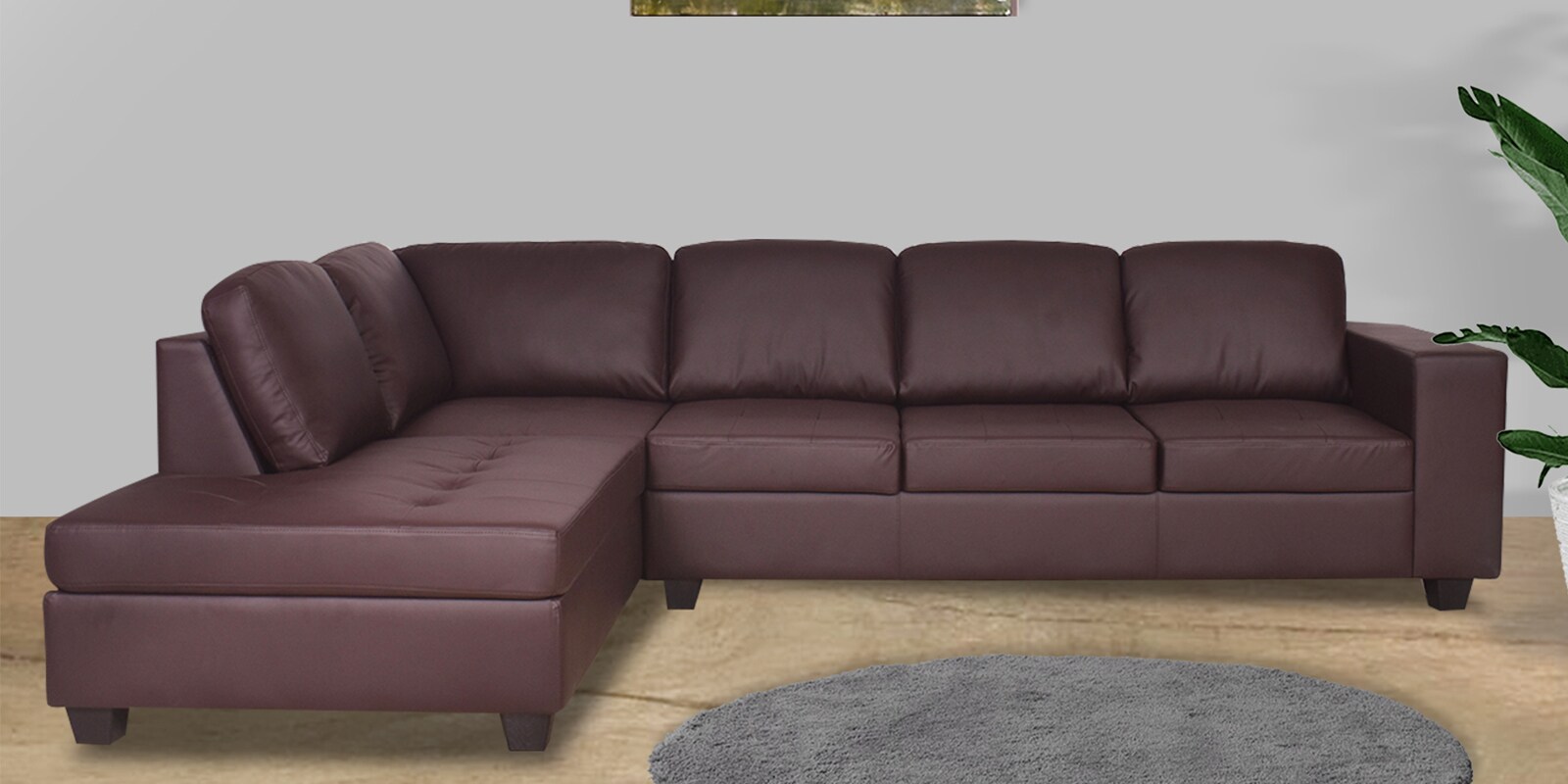 Buy Urel RHS 3 Seater Sectional Sofa in Burgendy Colour at 25% OFF by ...