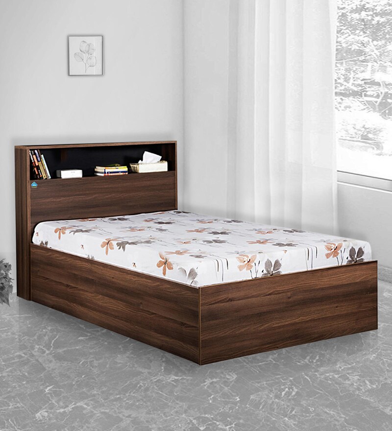 Buy Urban Single Bed in Acacia Dark & Black Finish with Box Storage ...