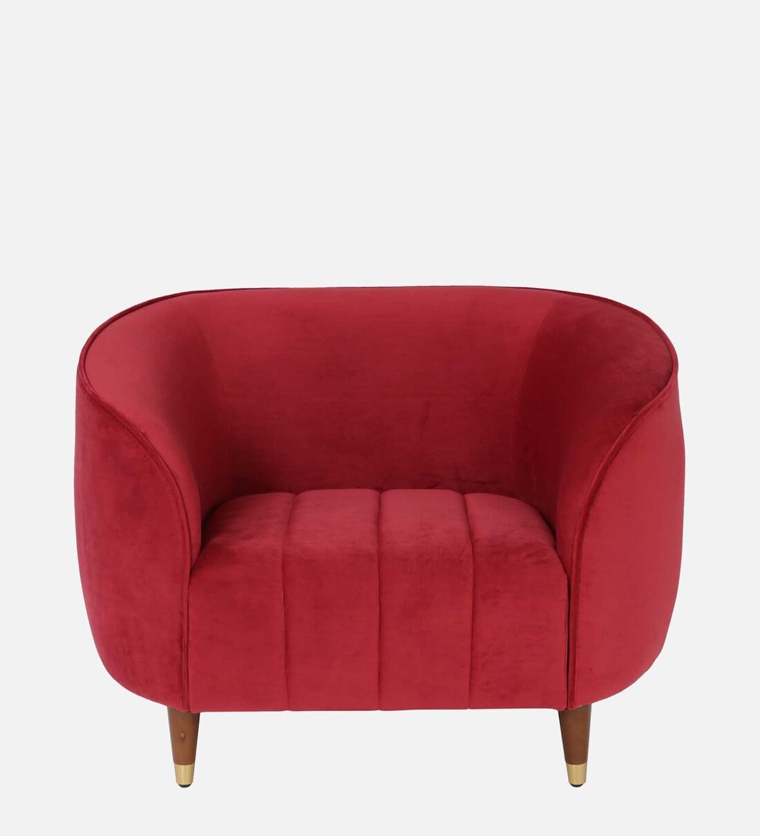 Buy Hairo Velvet 1 Seater Sofa In Red Colour Online - Bucket 1 Seater ...