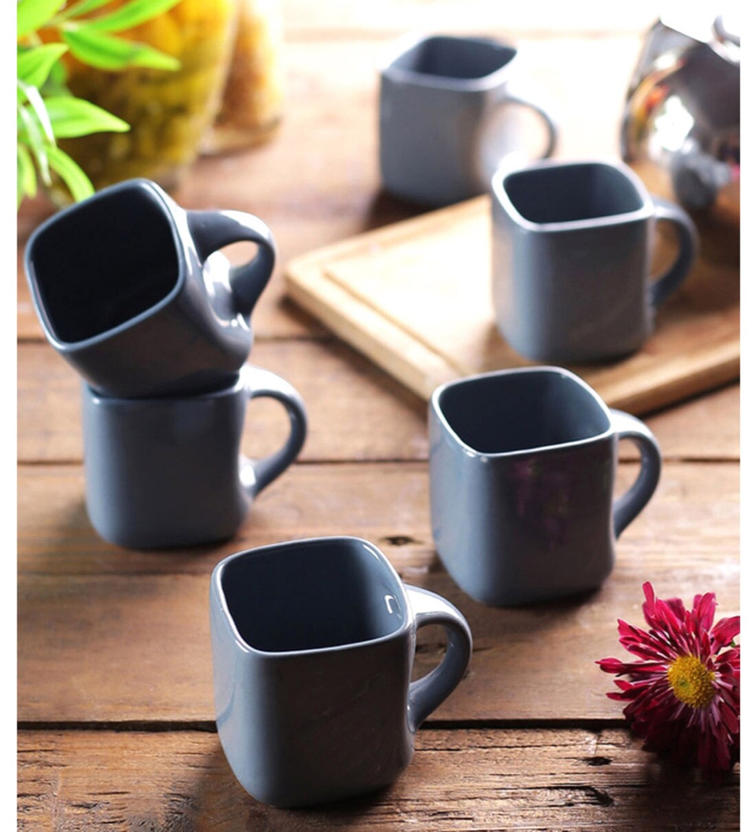 Buy Vareesha Grey Square Cups - Set of 6 Online - Mugs - Mugs - Dining ...