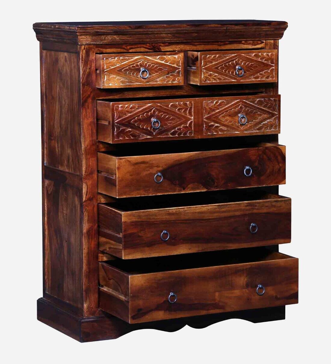 Buy Vayaka Sheesham Wood Chest Of Drawers In Provincial Teak Finish By ...