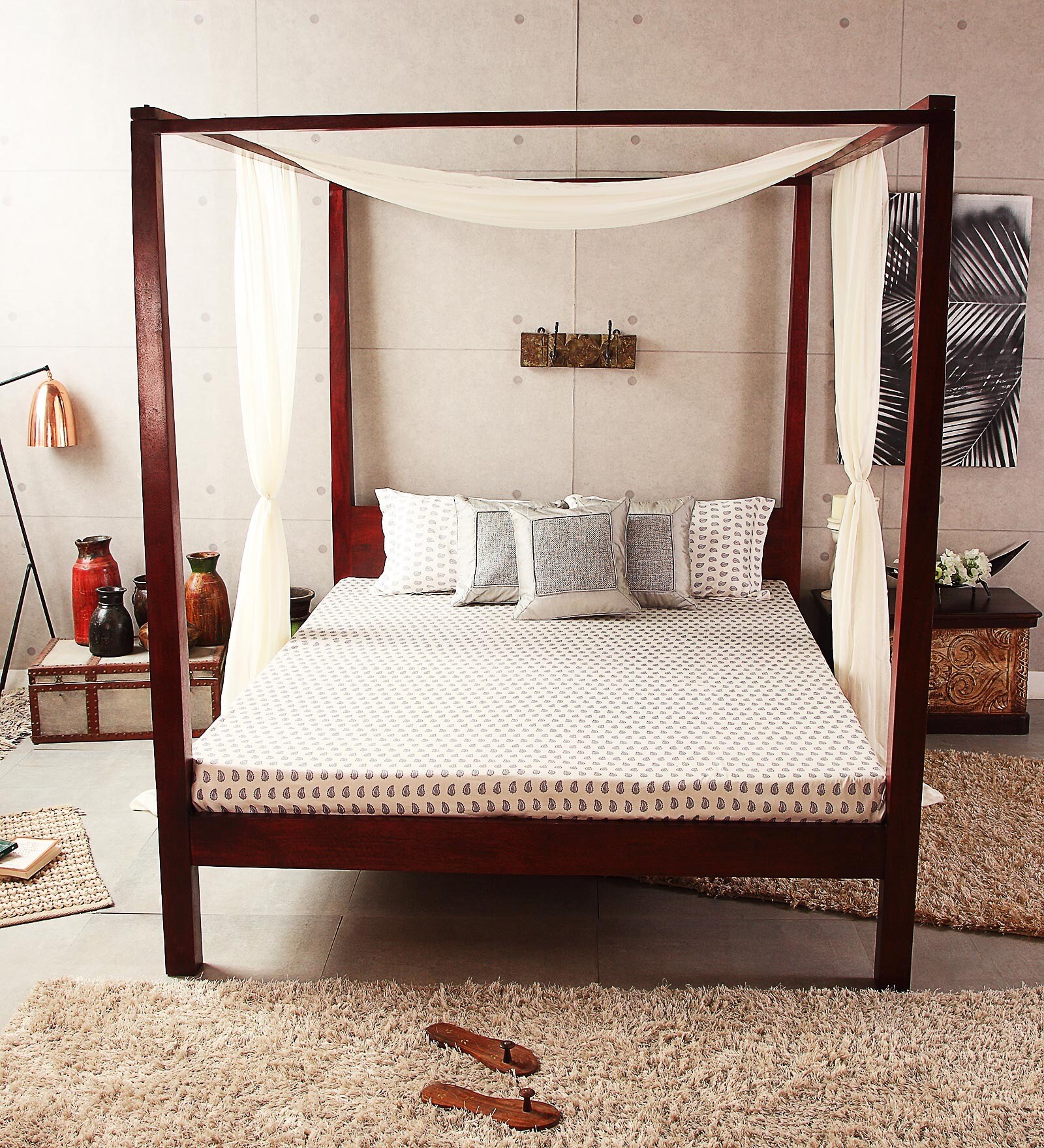 Buy Savannah Queen Size Poster Bed In Passion Mahogany Finish by Woodsworth Online - Poster Beds ...