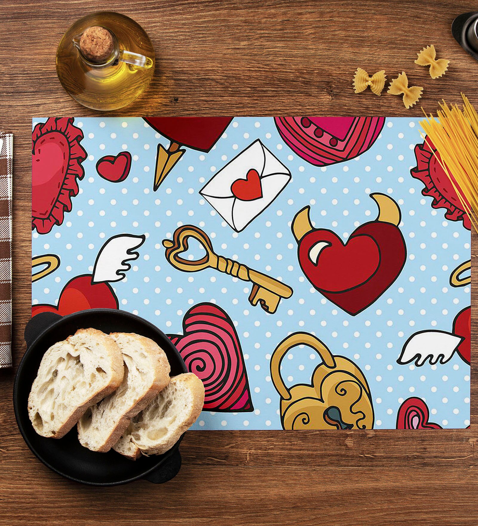 Buy Valentine Love Multicolor (18 x 12) Velvet (Set of 6) Table ...