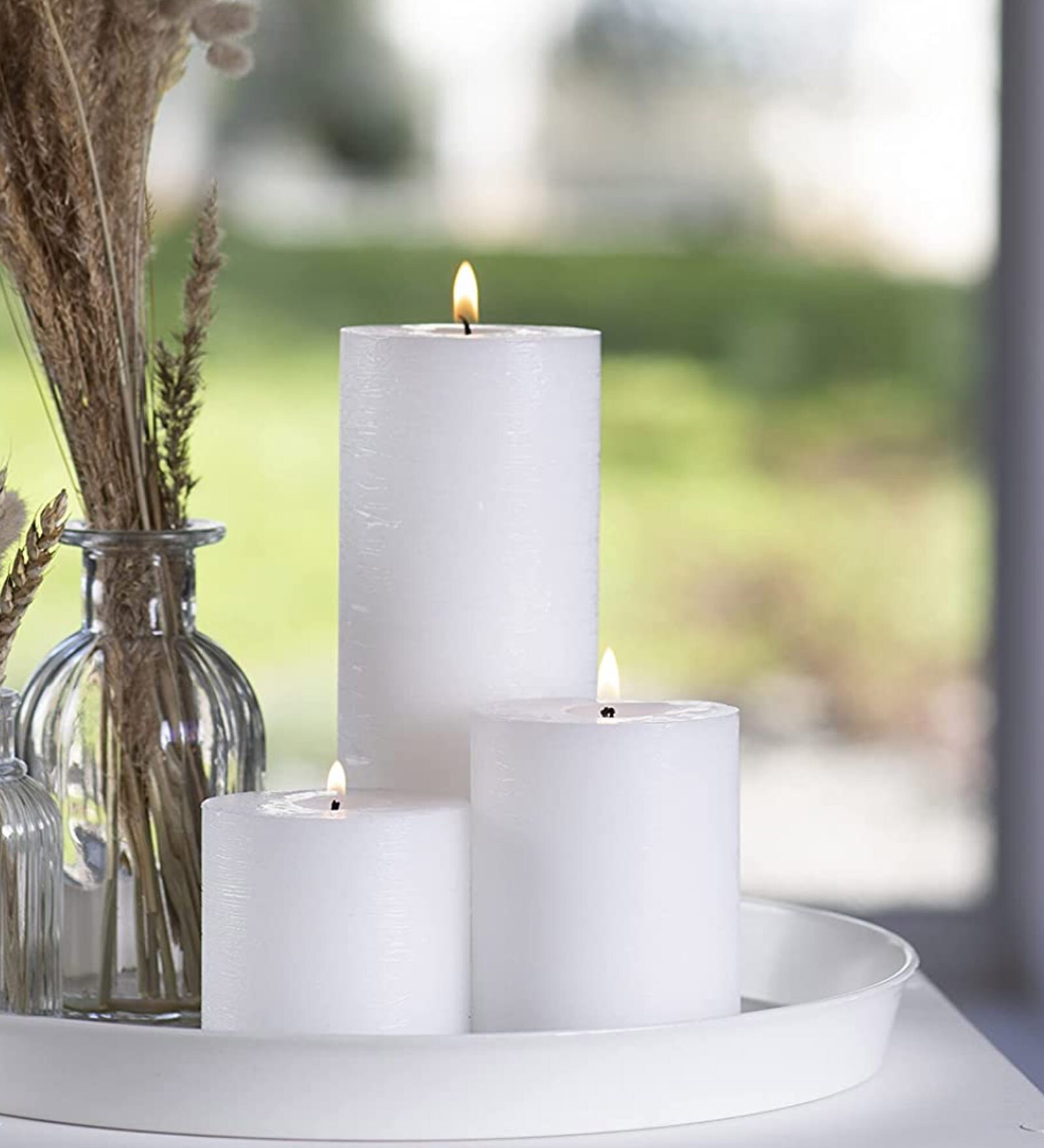 Buy White Vanilla-Scented Set Of 3 White Pillar-Candles at 50% OFF by ...