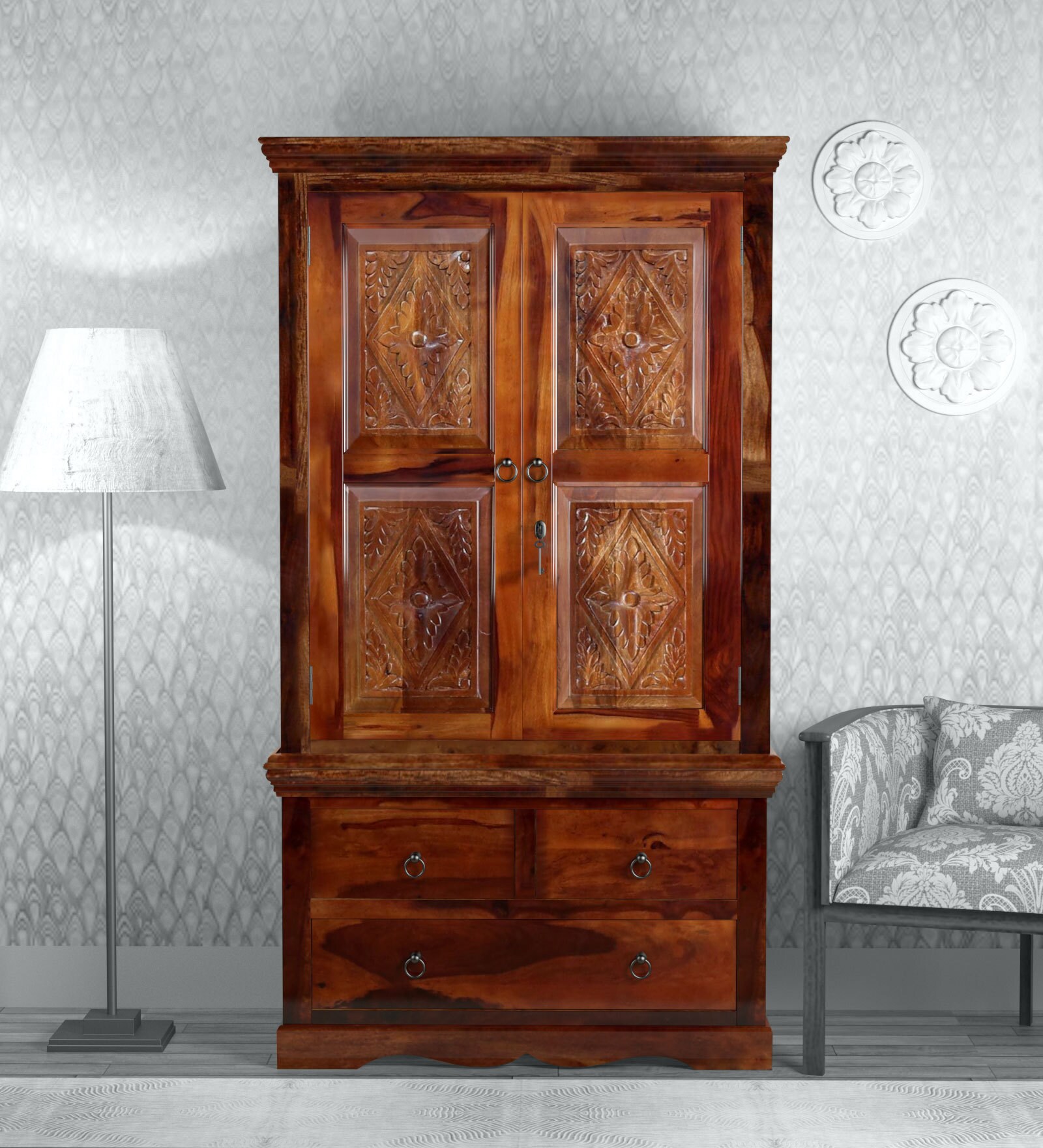 Buy Vayaka Solid Wood 2 Door Wardrobe in Provincial Teak Finish at 33% ...