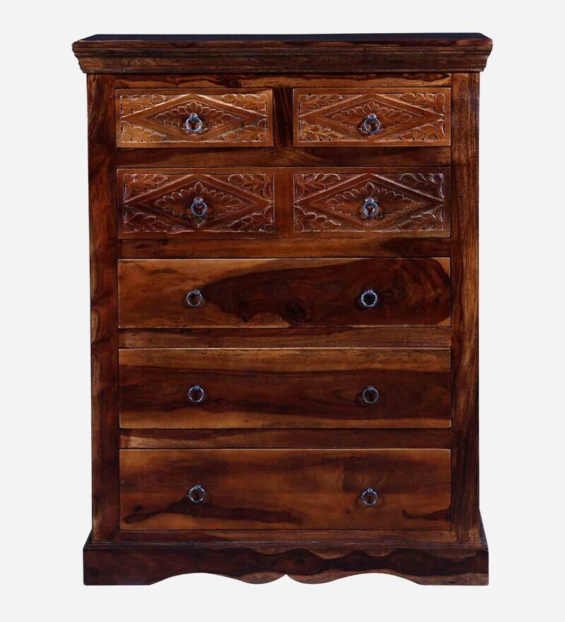 Buy Vayaka Sheesham Wood Chest Of Drawers In Provincial Teak Finish By ...