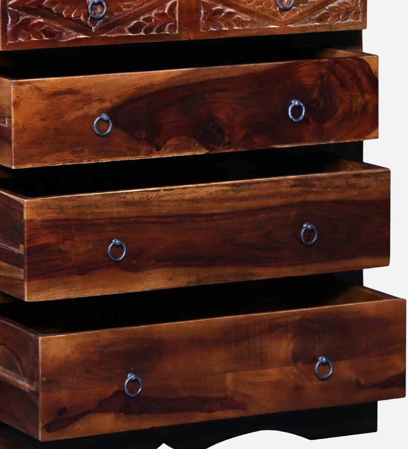 Buy Vayaka Sheesham Wood Chest Of Drawers In Provincial Teak Finish By ...