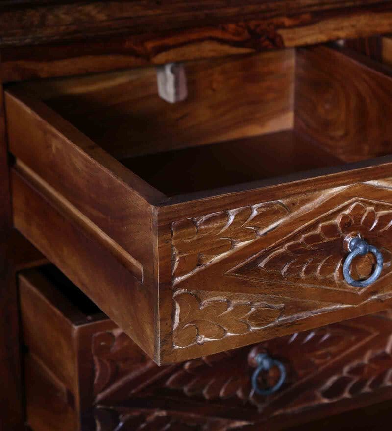 Buy Vayaka Sheesham Wood Chest Of Drawers In Provincial Teak Finish By ...