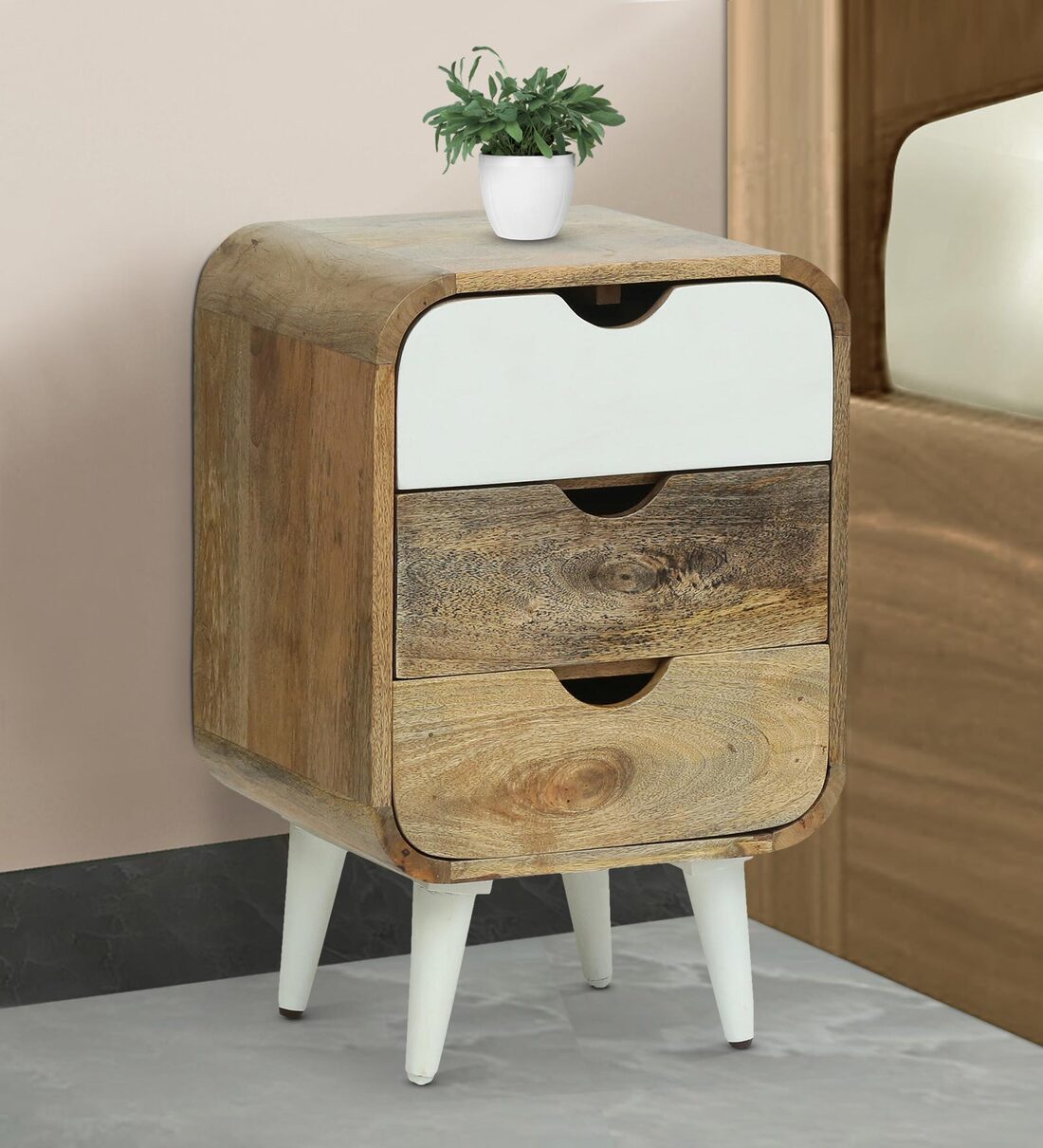 Buy Velizh Solid Wood Bedside Chests In White Colour By Bohemiana ...